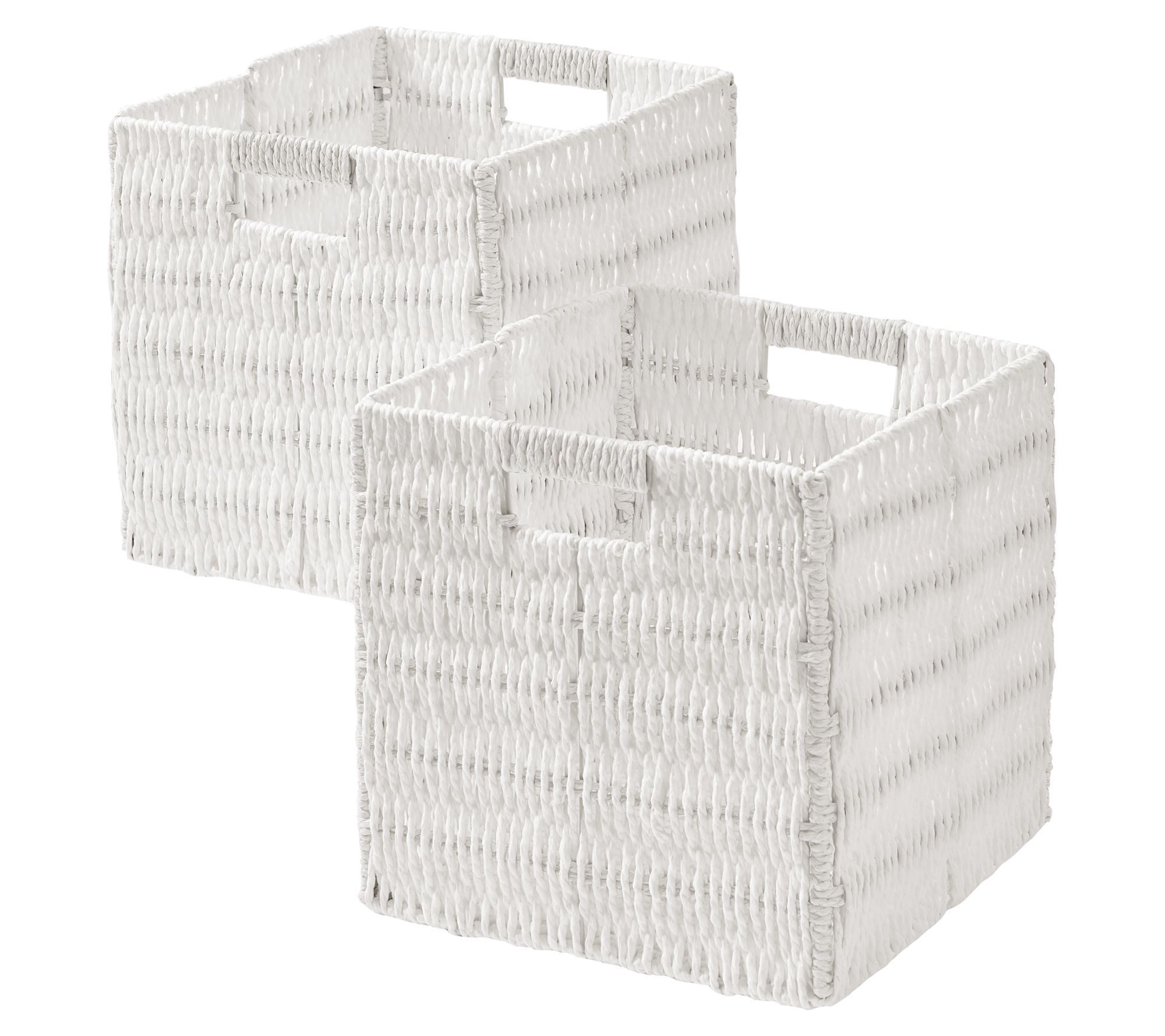 Ornavo Home S/2 Wicker 11" Paper Storage Basketwith Handles - QVC.com