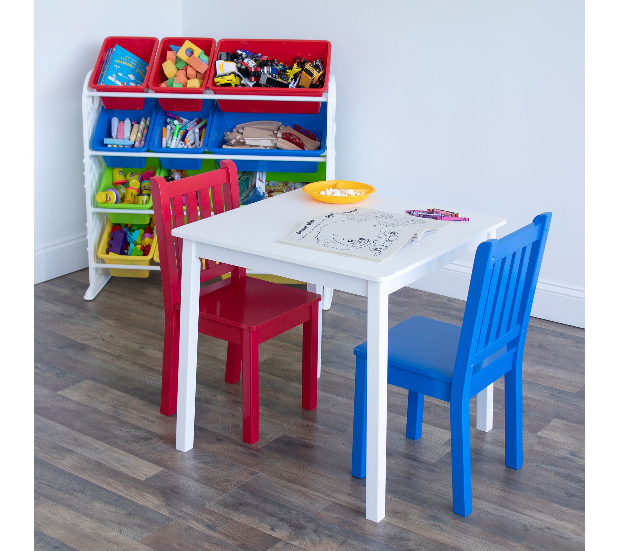 Humble Crew Kids 3-Piece Wood Table & Chair SetYellow / Green - QVC.com