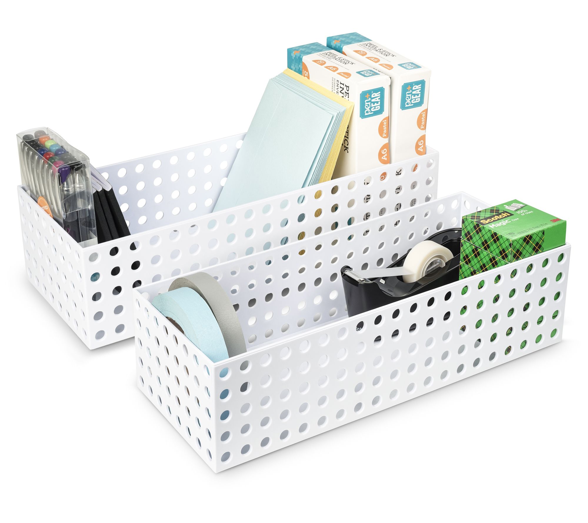 Sorbus Rectangular Plastic Storage Basket Two Piece Set - QVC.com