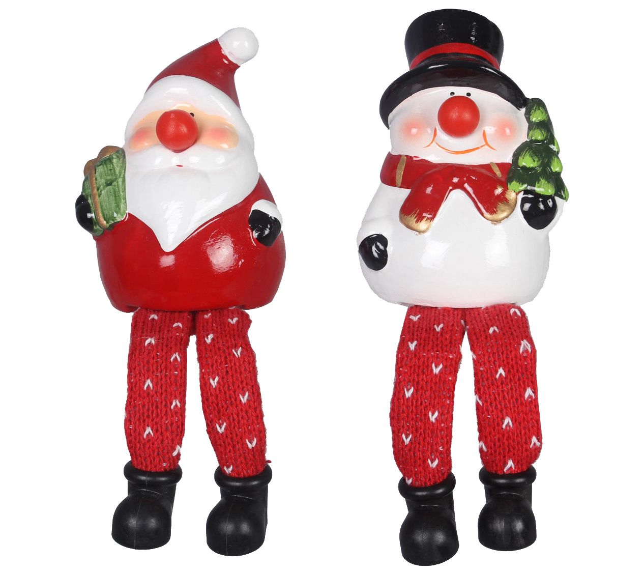 Young's Santa and Snowman with Blinking LED Nose, Set of 2 - QVC.com