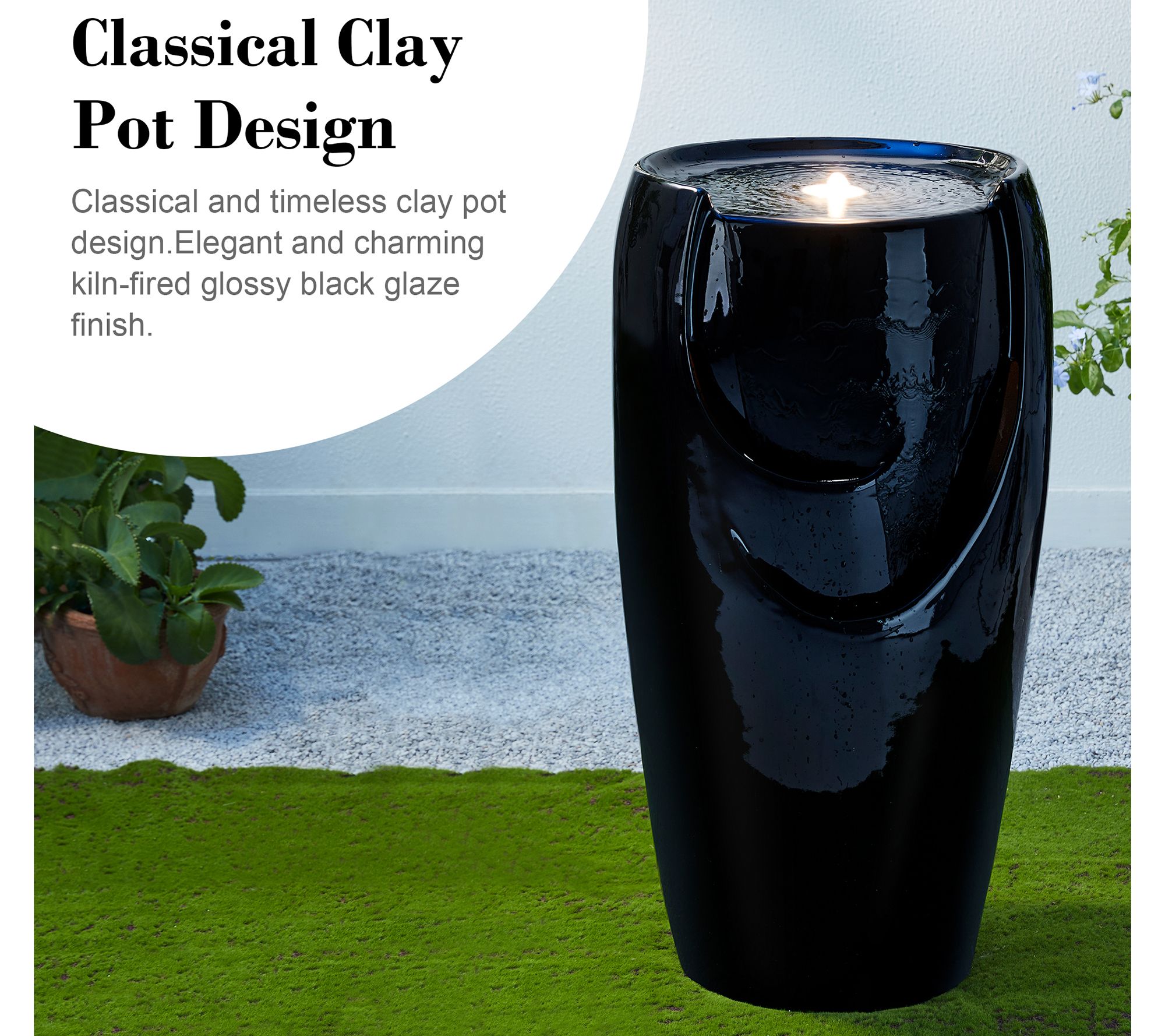 Glitzhome 29" Outdoor Ceramic Pot Garden Fountain XL - QVC.com