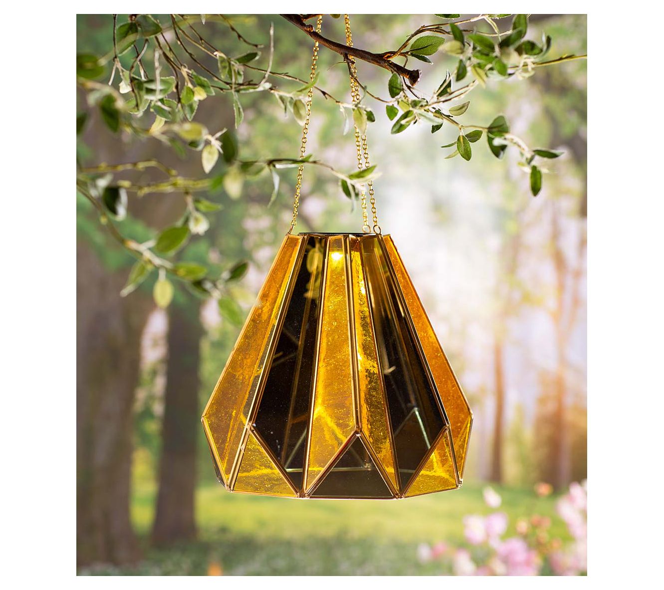 Evergreen Golden Glass Hanging Solar Light - QVC.com