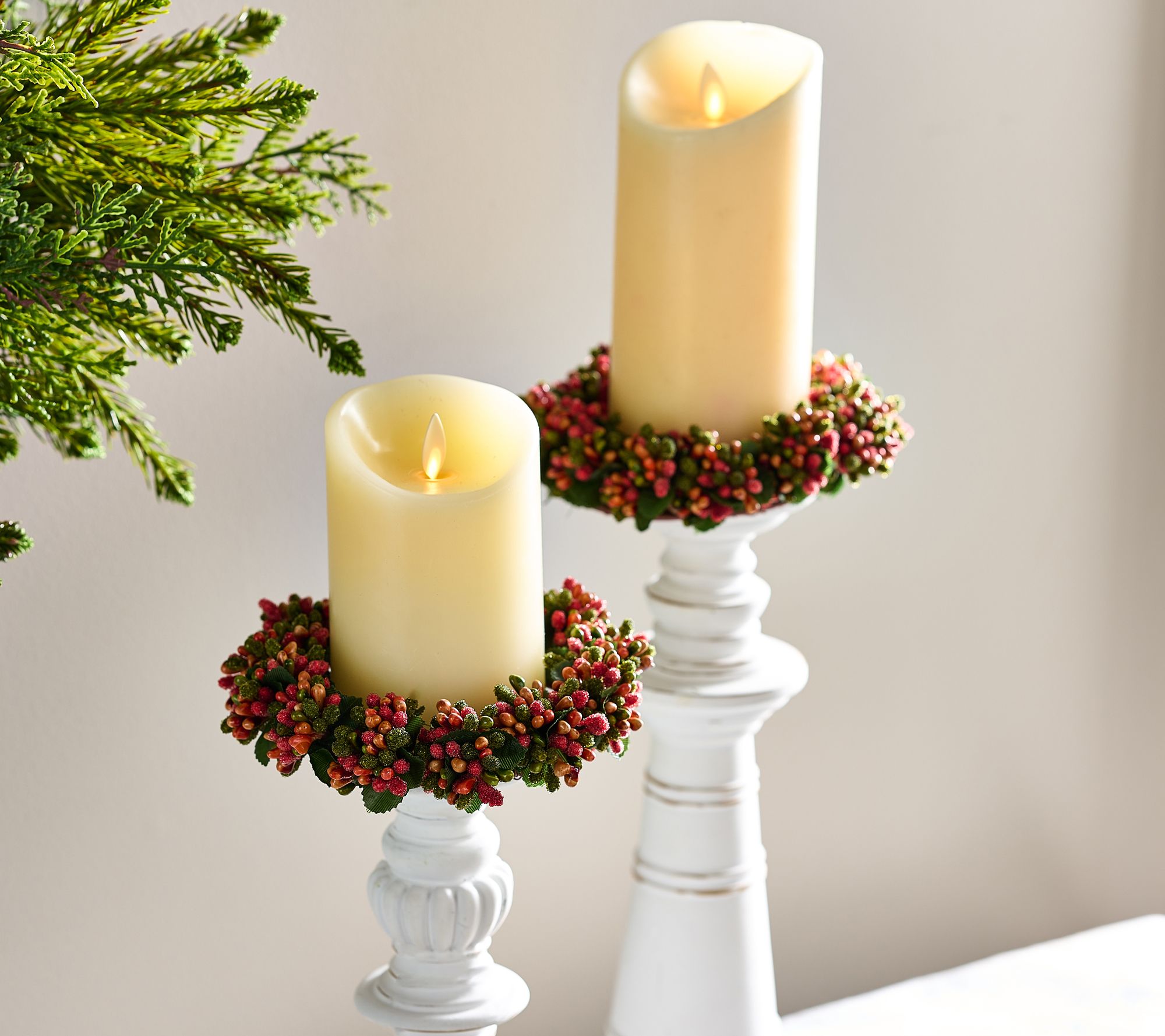 "As Is" Set of 2 Beaded Berry Candle Rings by Valerie - QVC.com