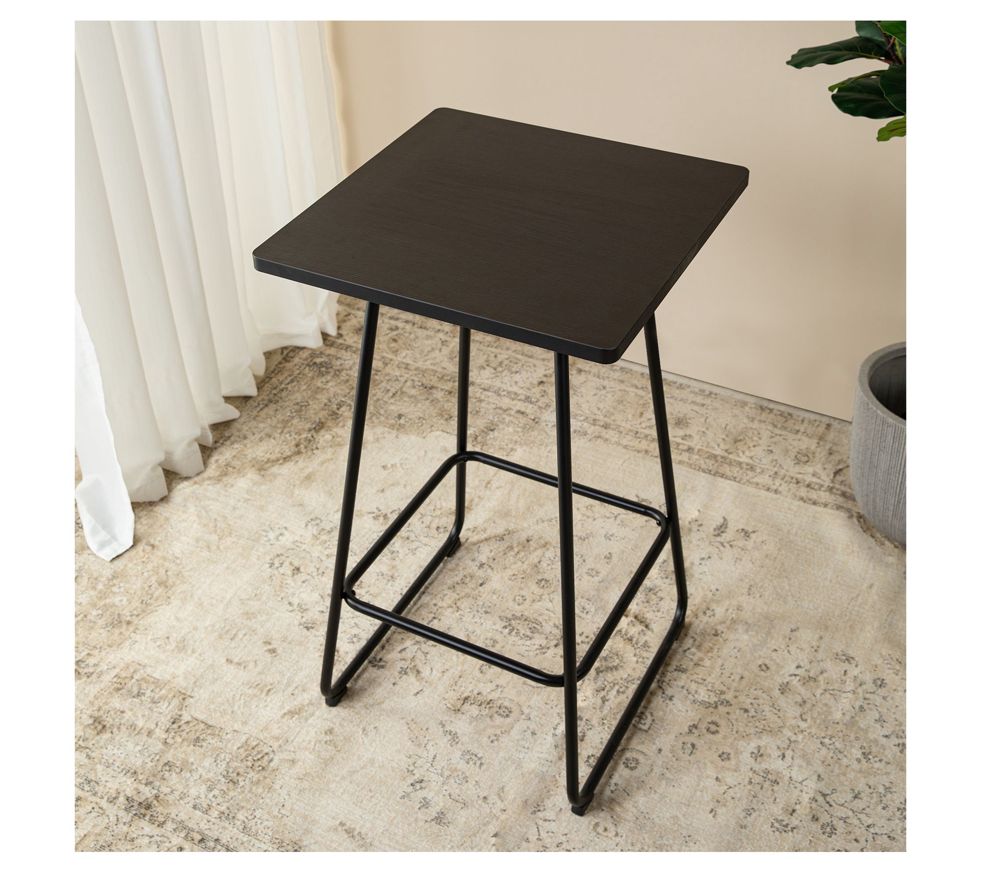 Glitzhome Industrial Modern Bar Table with Steel Base - QVC.com