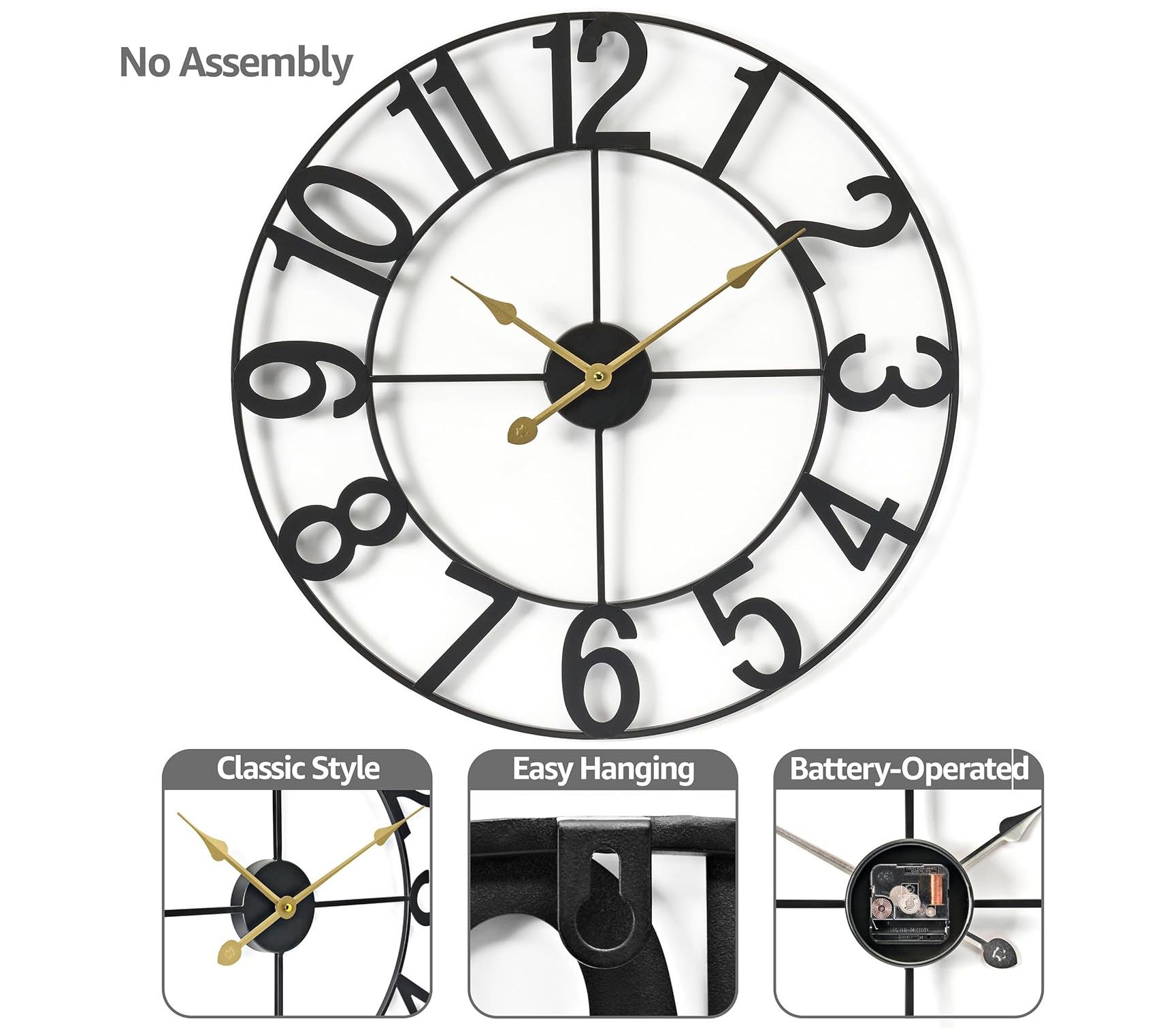 Sorbus Large 24 Inch Wall Clock, Battery Operated - QVC.com