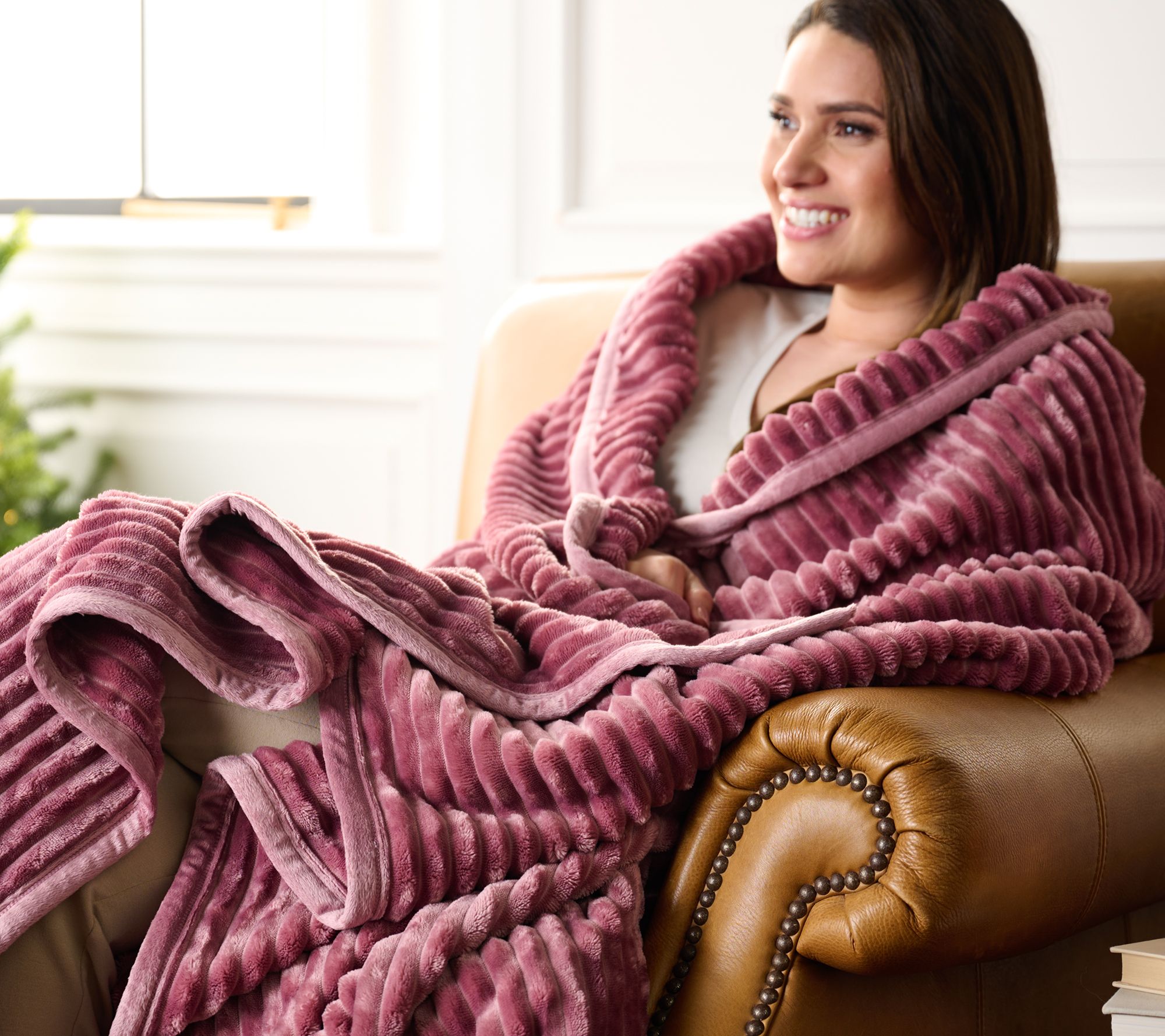 "As Is" Home Reflections Reversible Plush Oversized 60" x 80" Throw ...