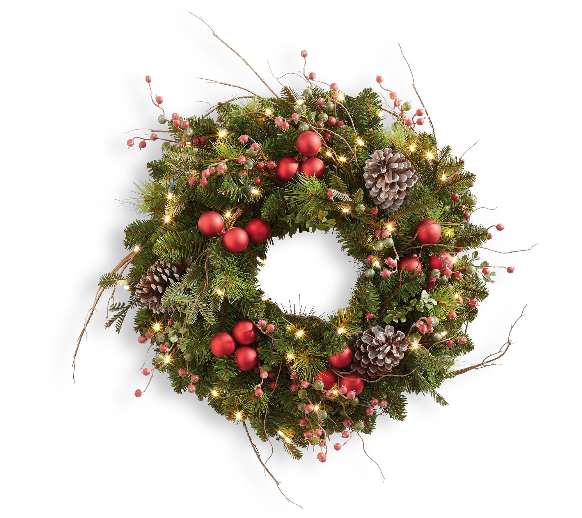 Grandin Road Illuminated Holiday 26" Wreath 26" Wreath - QVC.com