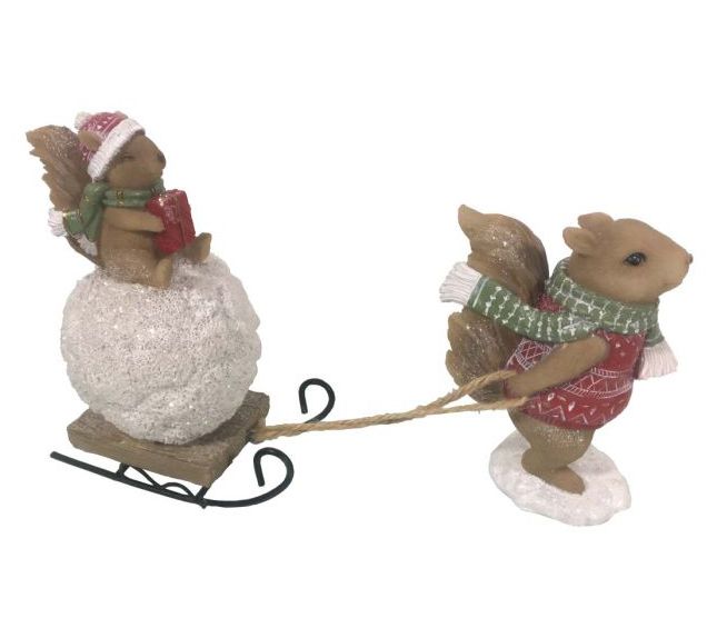 6.5" Squirrel Pulling Snowball On Sled by Valerie - QVC.com