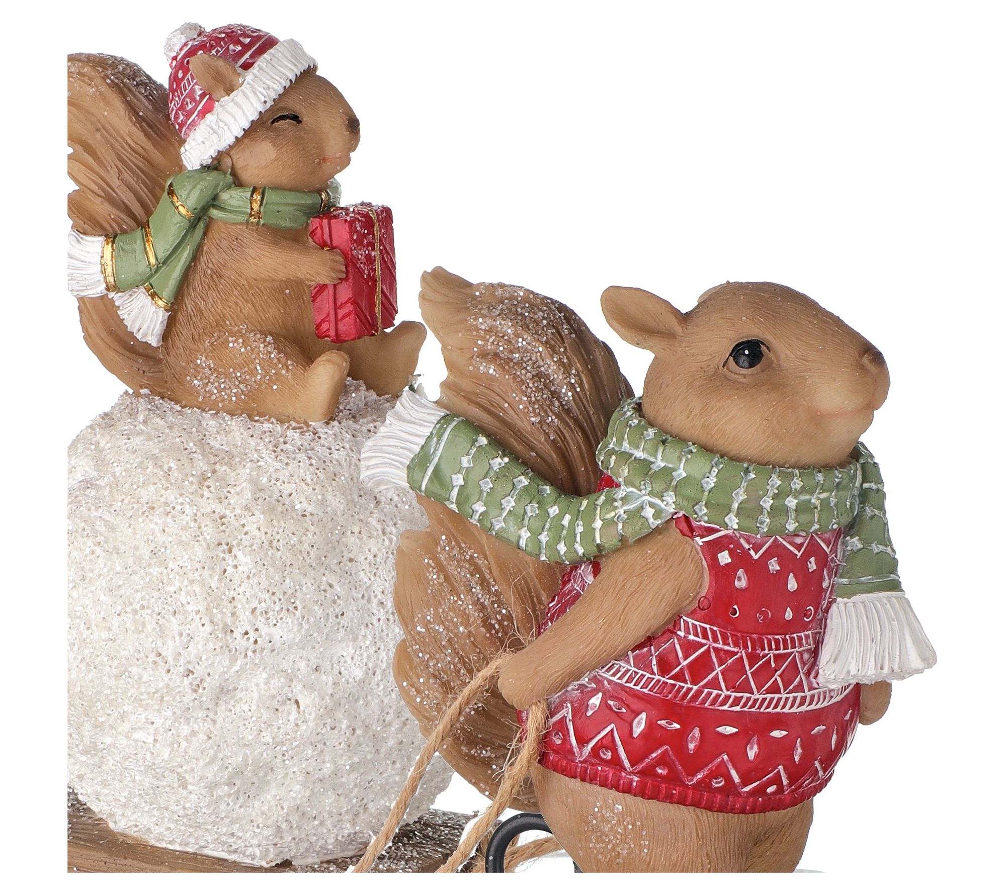 6.5" Squirrel Pulling Snowball On Sled by Valerie - QVC.com