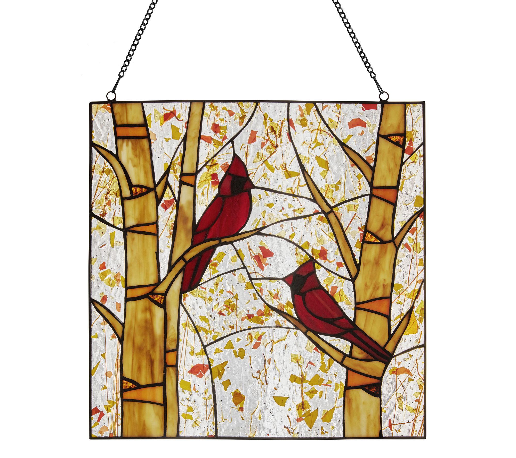 River of Goods 14" H Red Stained Glass Nature Window Panel - QVC.com