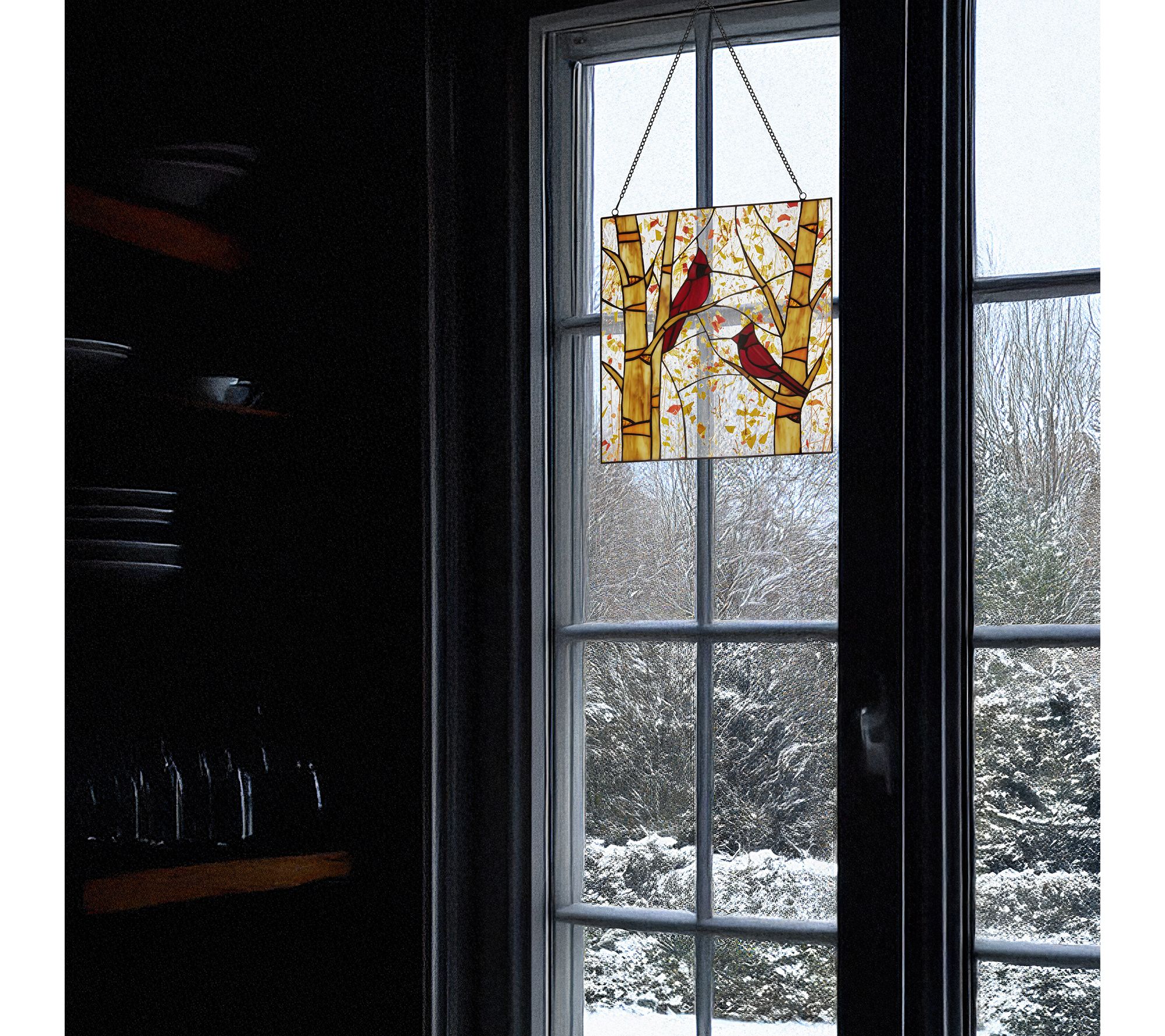 River of Goods 14" H Red Stained Glass Nature Window Panel - QVC.com