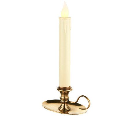 7.5" Flameless Taper Candle with Brass "Oil Lamp" Base and Timer - QVC.com