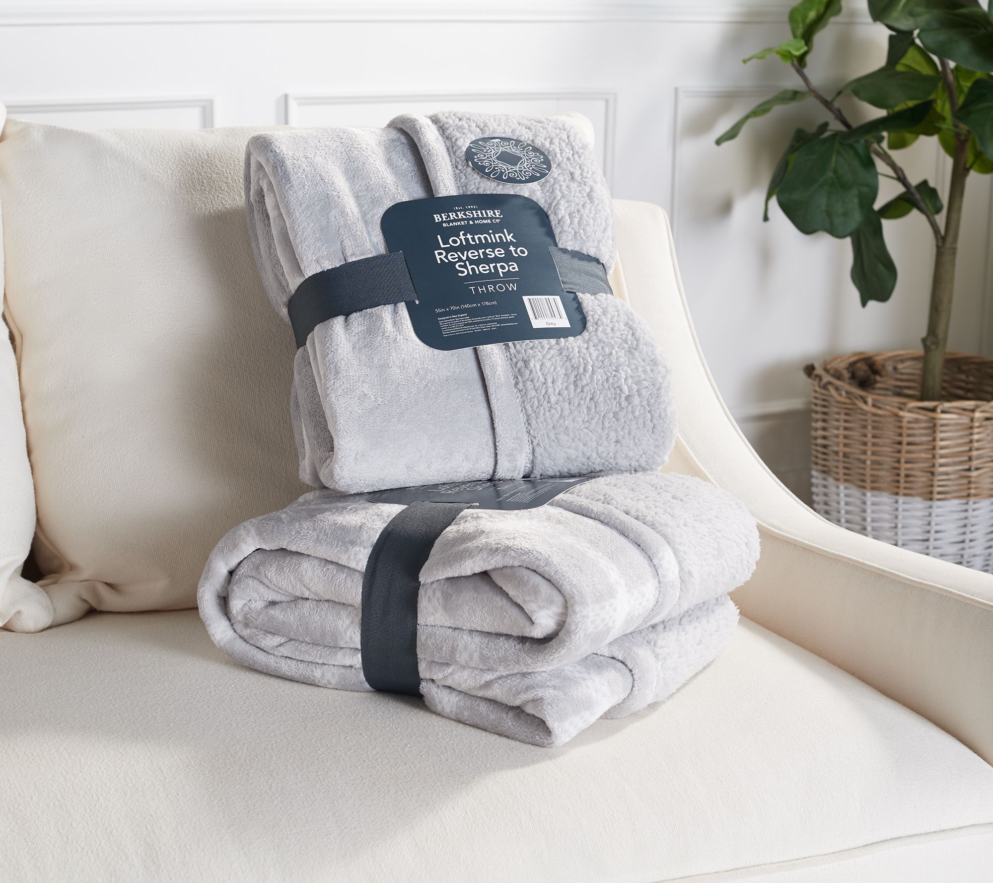 Berkshire Blanket Set of 2 Faux Fur Reverse to Sherpa Throw - QVC.com