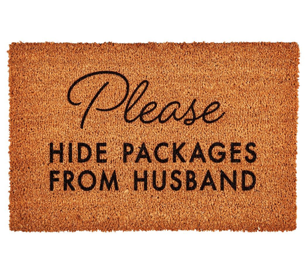 Evergreen Please Hide Packages from Husband 16x28 Mat - QVC.com