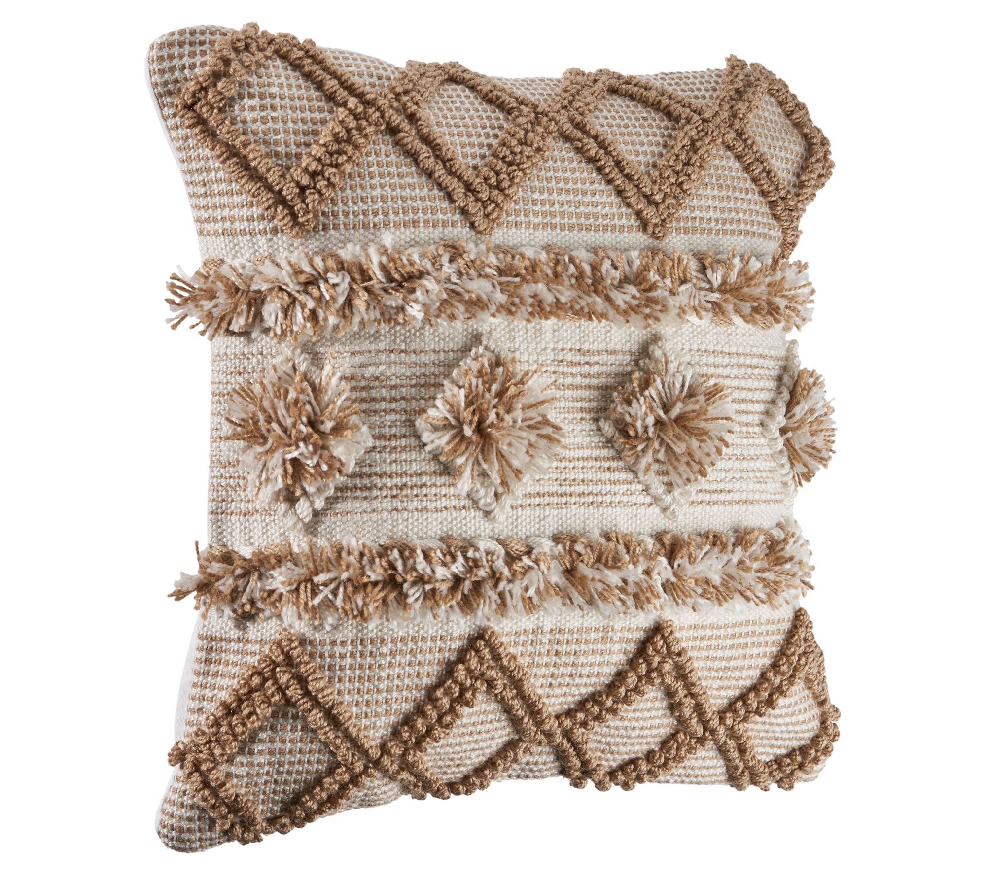 Ox Bay Textured and Geometric Natural Throw Pillow - QVC.com