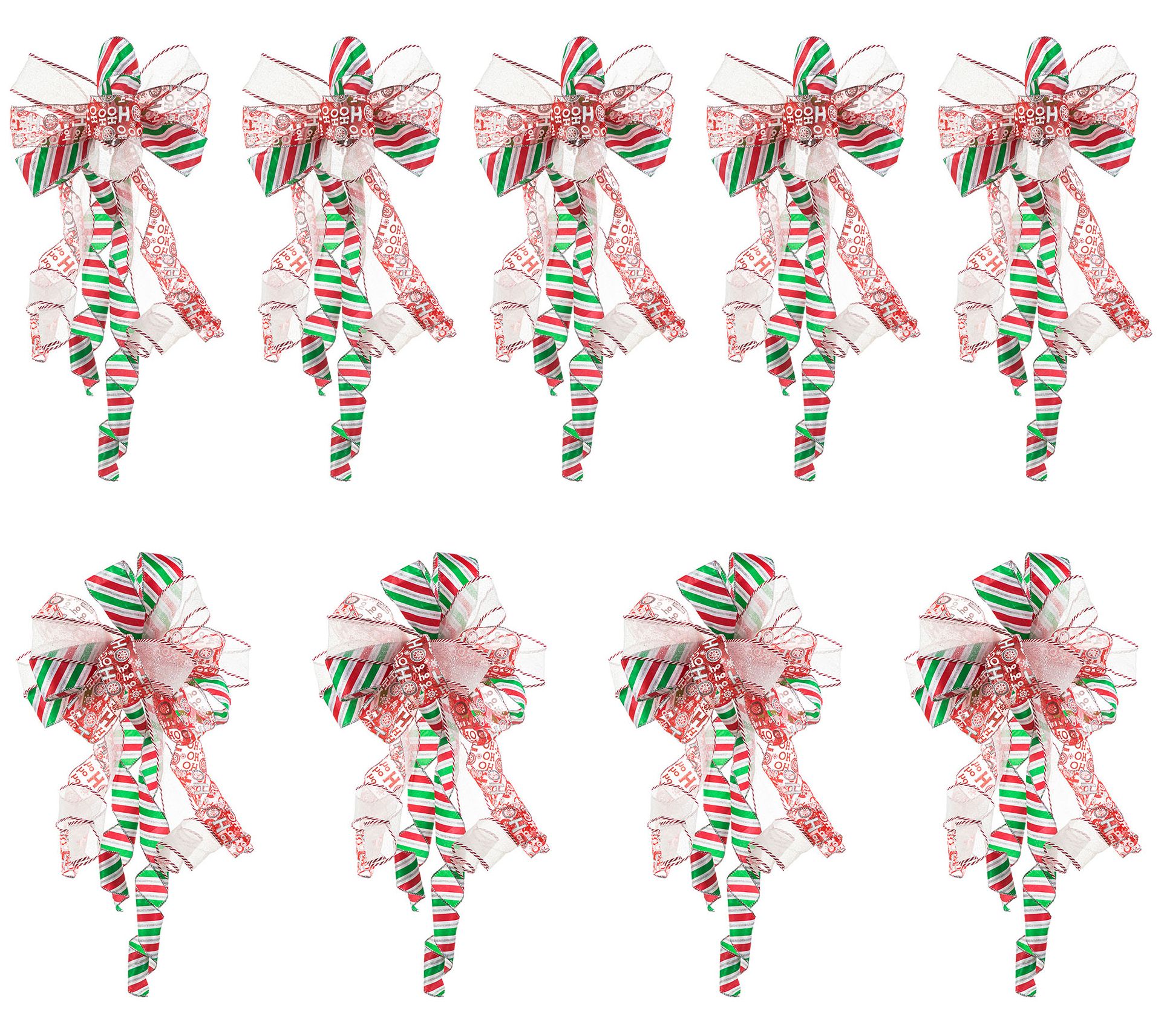 Glitzhome 32"H Christmas Whimsical Red & GreenRibbon Bows S/9 - QVC.com