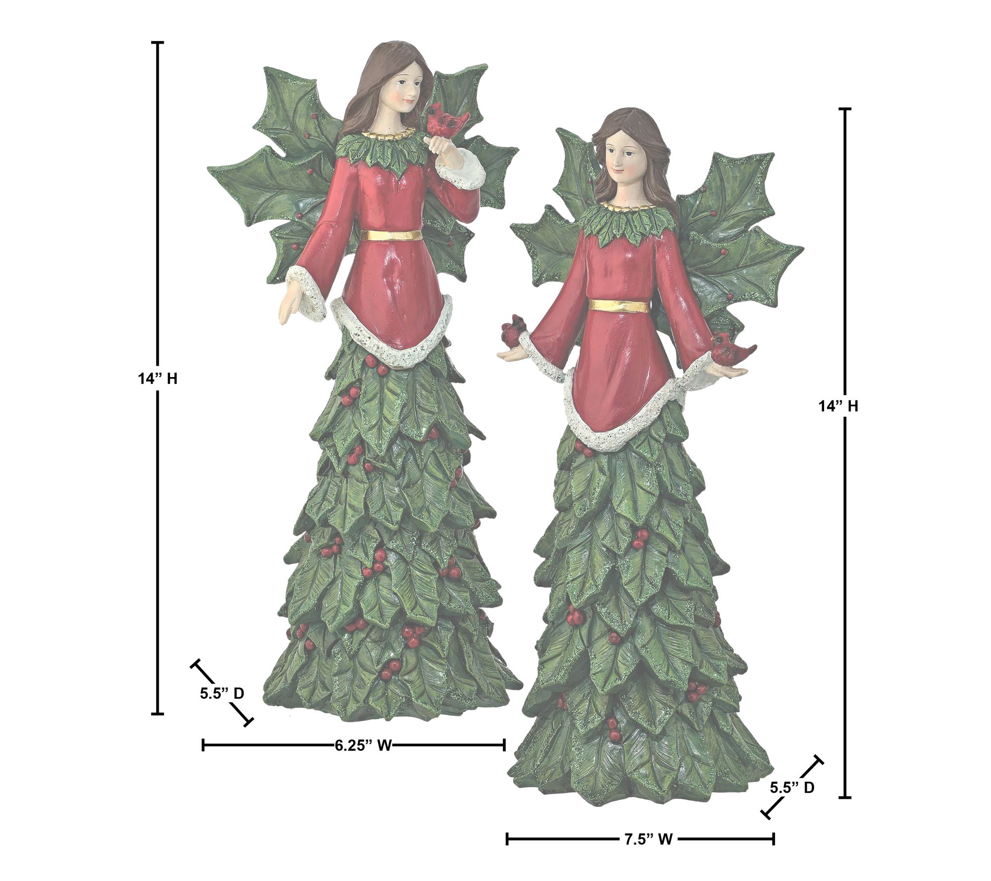 14" Holly Angel Set of 2 By Valerie - QVC.com