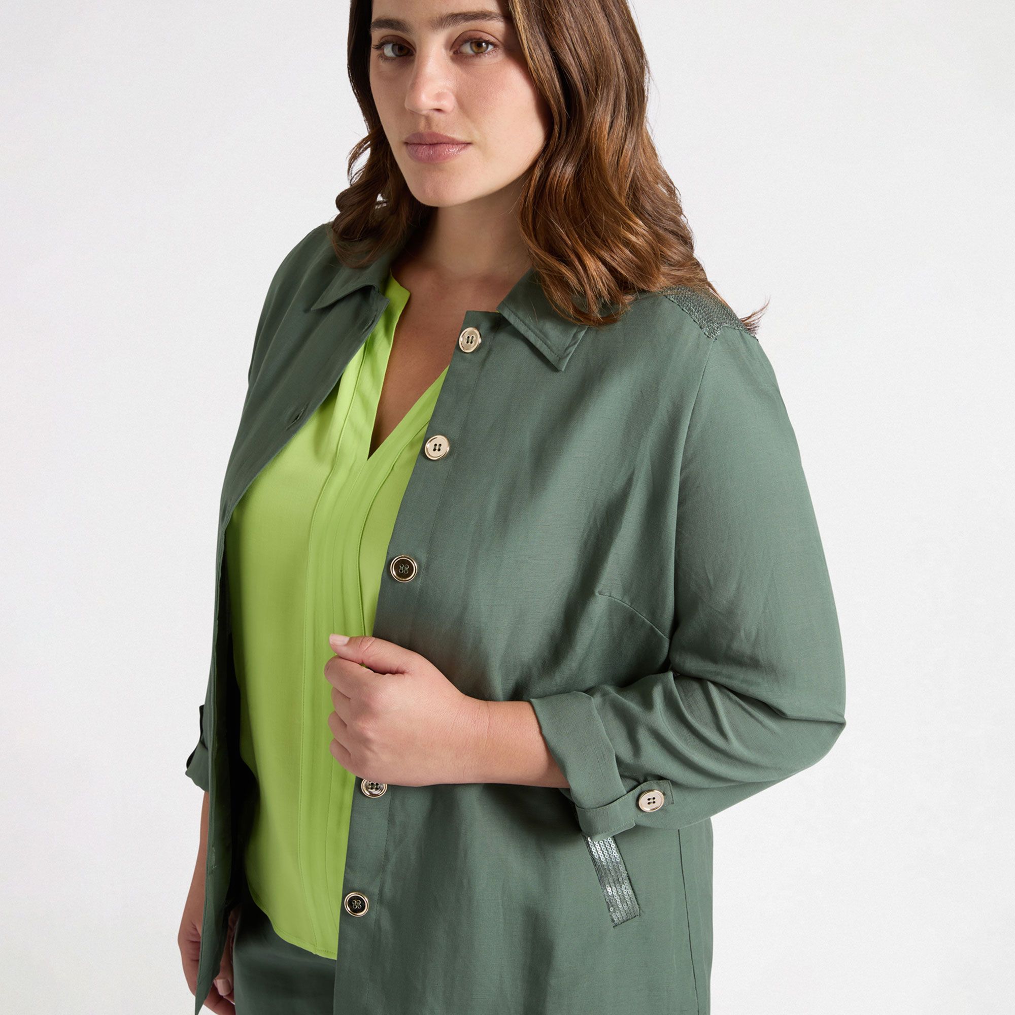 Fiorella Rubino Giacca camicia in lyocell con lino e spalline - QVC.it