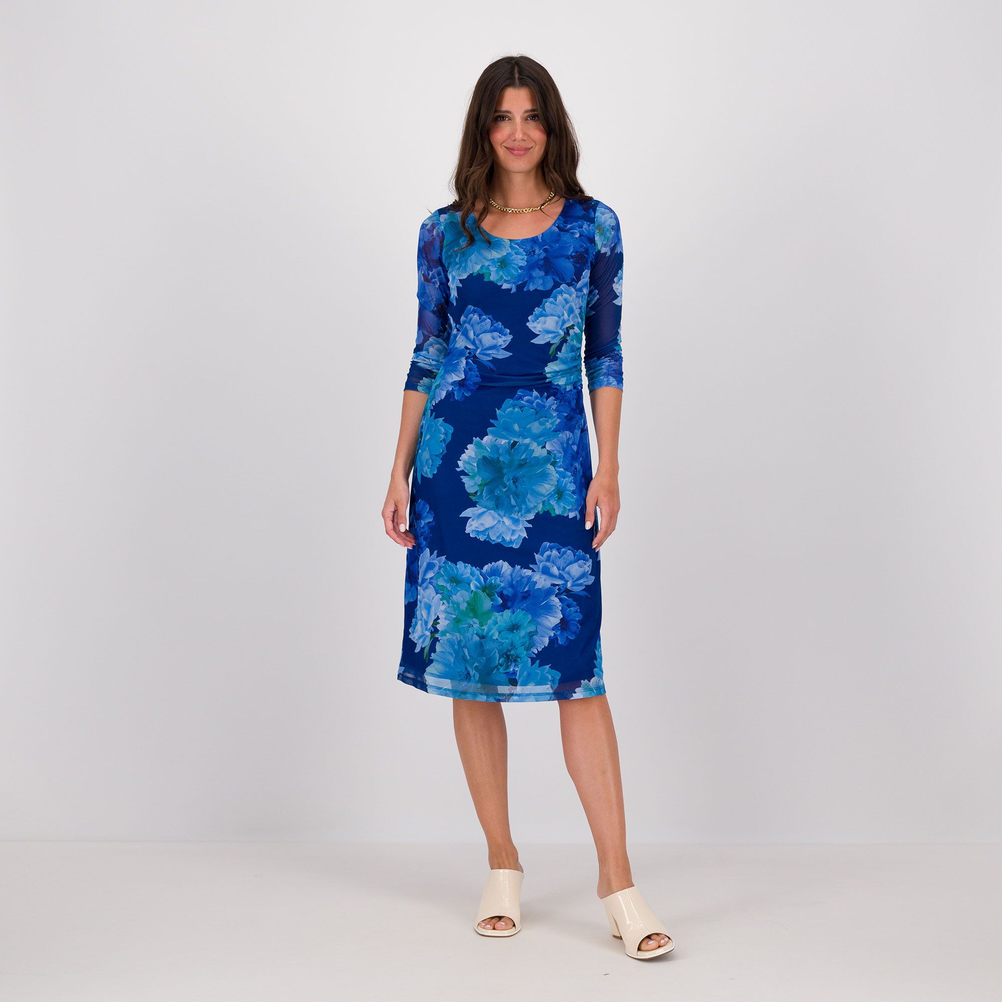 Isaac Mizrahi Live Abito In Tessuto Mesh Fantasia Con Drappeggio QVC it