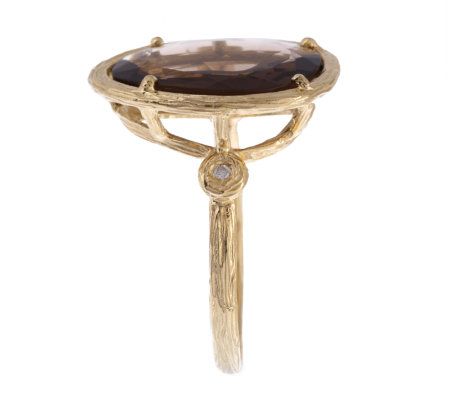 Adi Paz Organic Shape Gemstone Ring with Diamond Accents, 14K - QVC.com