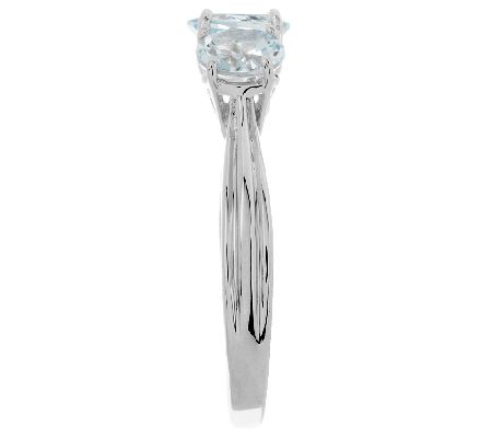 "As Is" 1.20 ct tw Aquamarine 3 Stone Sterling Ring - QVC.com
