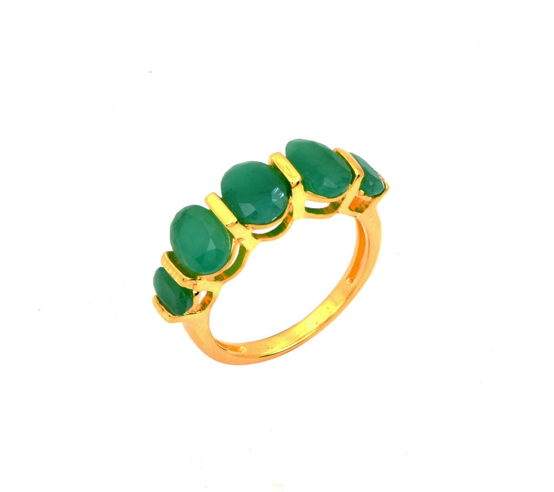 14k Yellow Gold Plated Sterling Silver Oval Emerald Ring - QVC.com