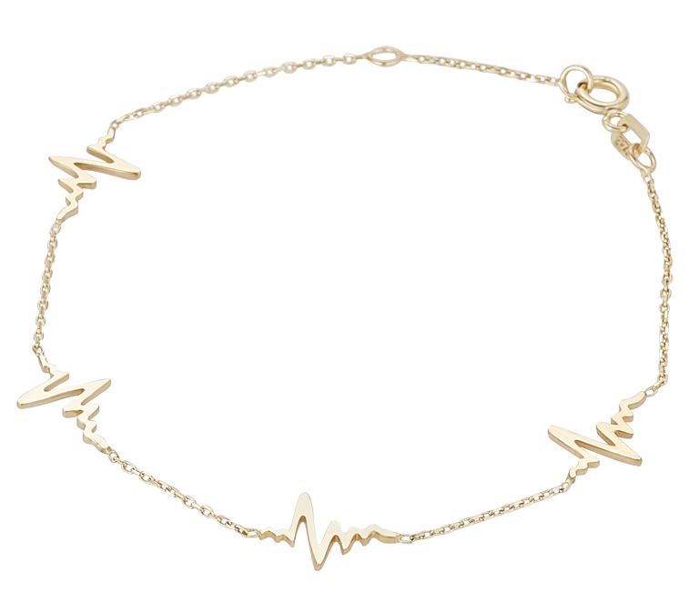 NJO Designs 10K Gold Heartbeat Station Bracelet - QVC.com