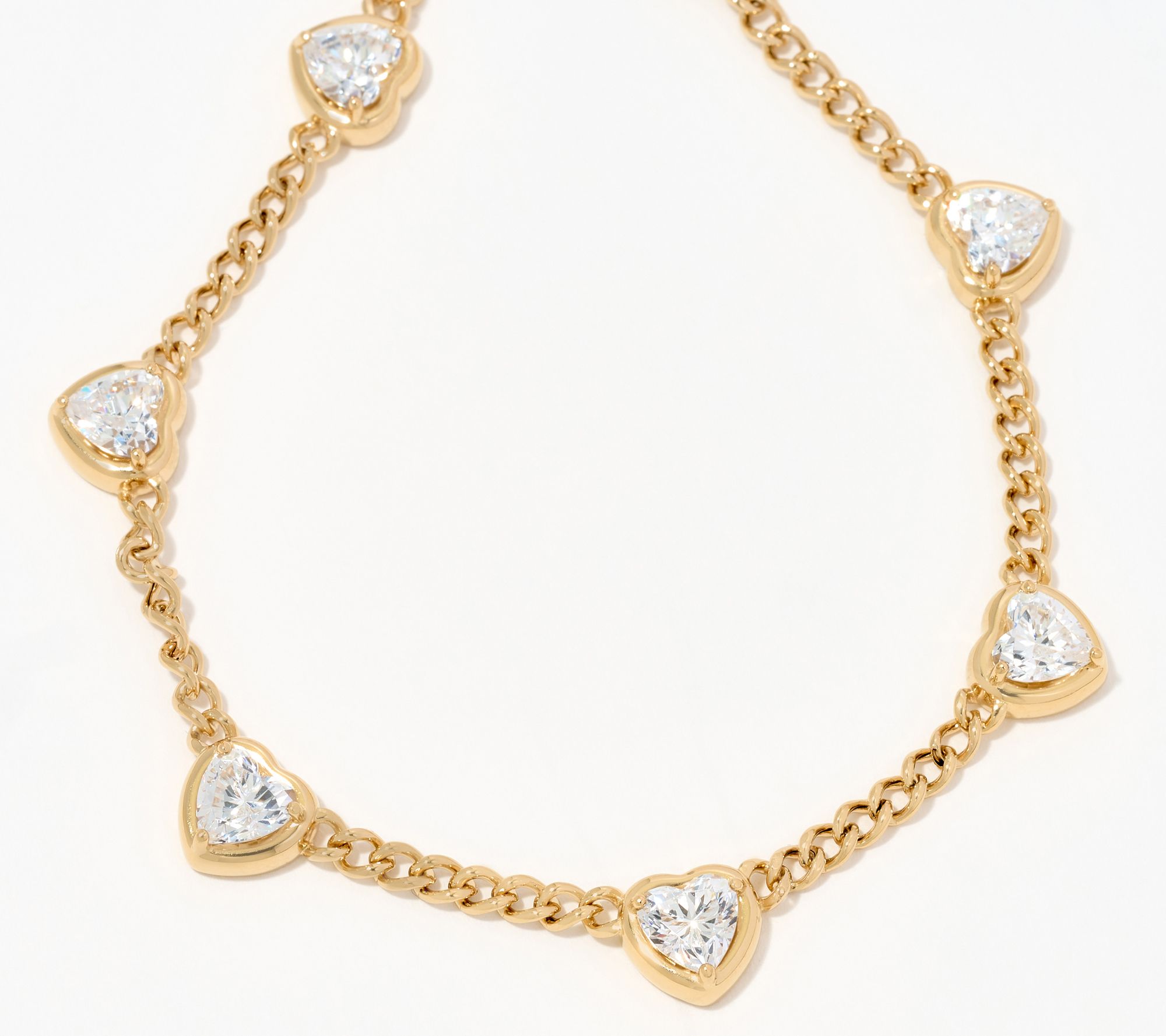 Diamonique x Jennifer Miller Heart Station Necklace, Sterling Silver ...