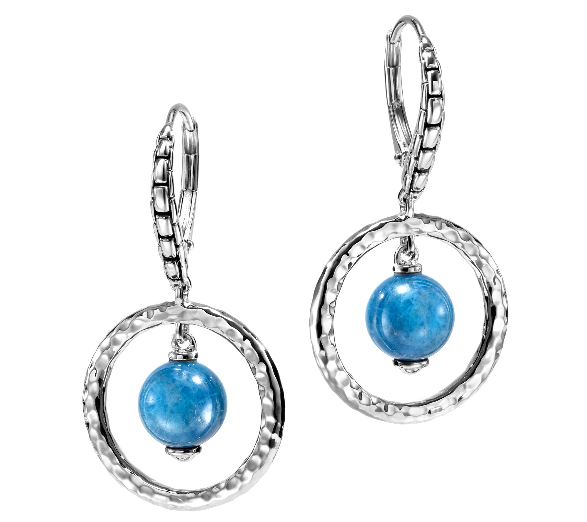 JAI Sterling Silver Gemstone Bead Front FacingHoop Earrings - QVC.com