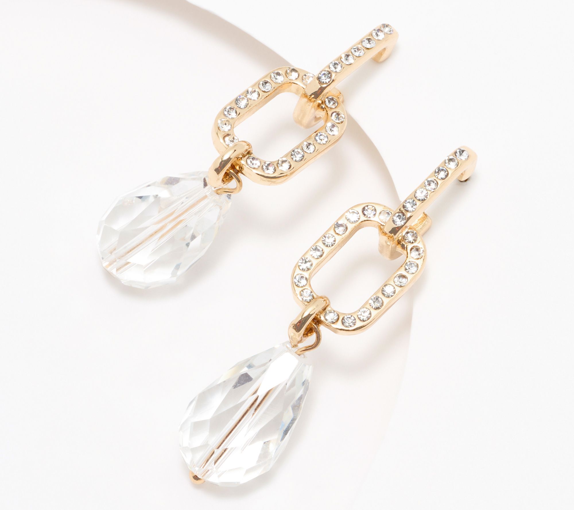 Joan Rivers Elegant Paperclip Link Earring with Crystal Drop QVC