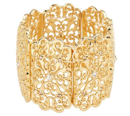Bold Filigree Stretch Bracelet with Crystals by Garold Miller - QVC.com