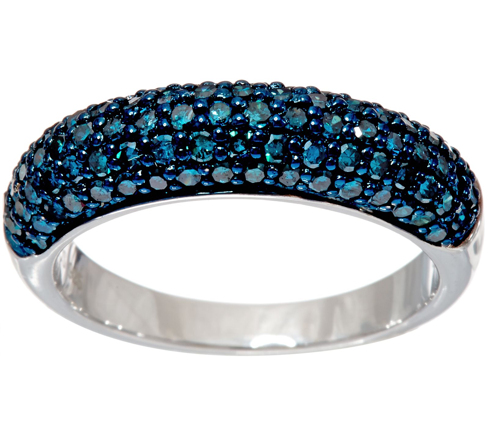 Pave' Colored Diamond Domed Band Ring Sterl., 1.00 ct by Affinity - QVC.com