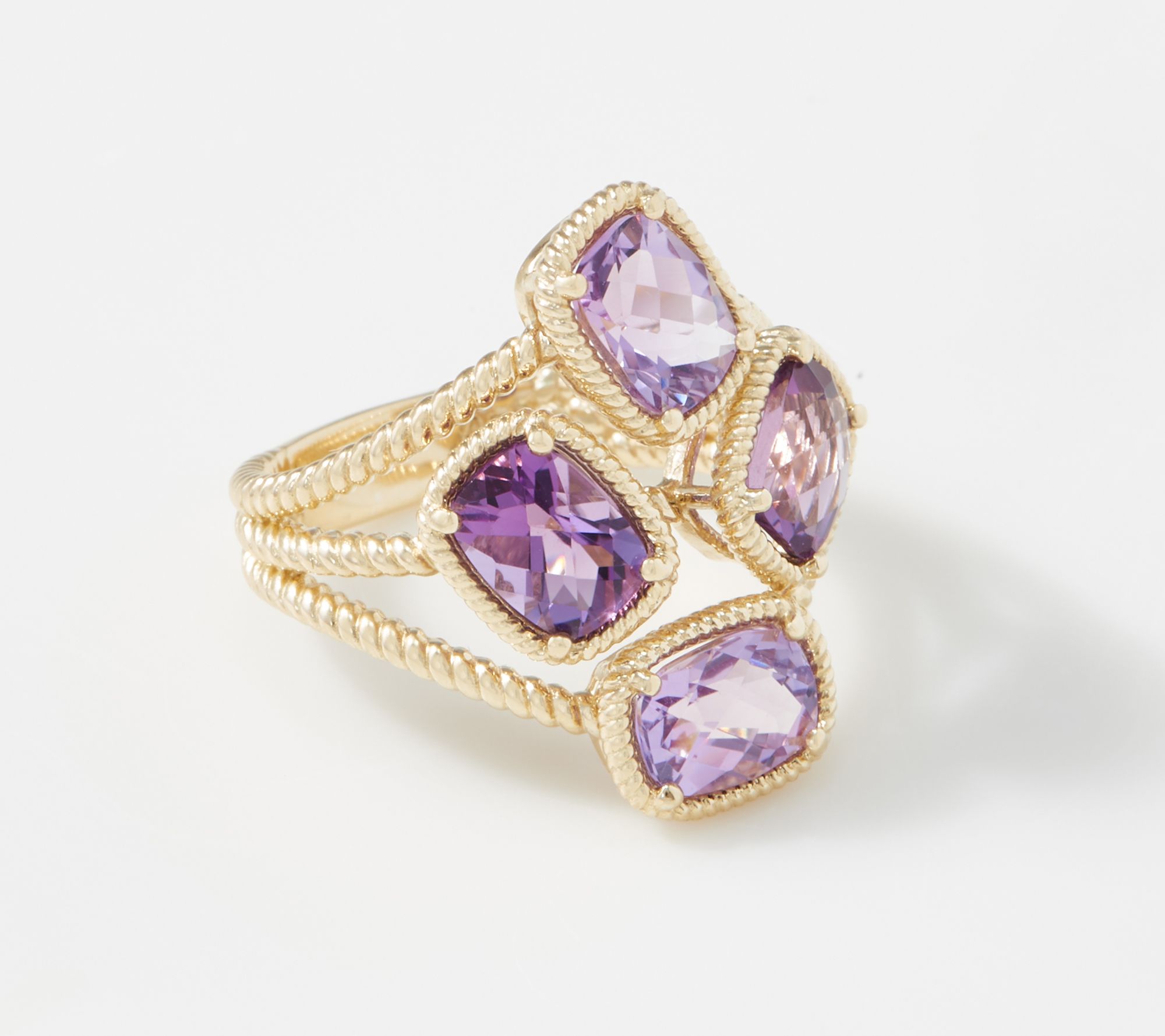 "As Is" Adorna 14K Gold Cluster Design Elongated Gemstone Ring - QVC.com
