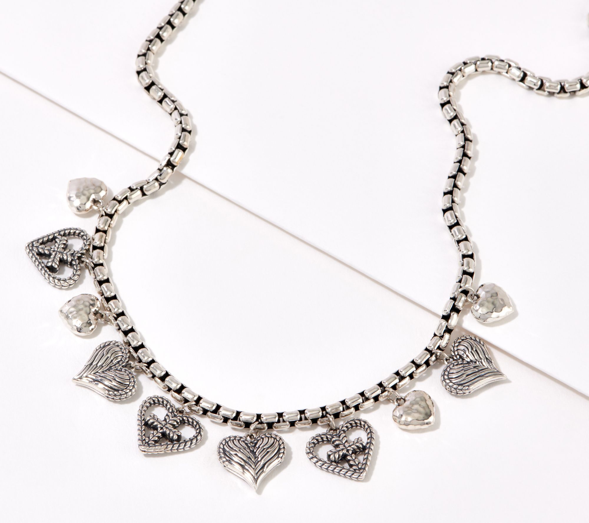 "As Is" JAI Sterling Silver Heaven Charm Box Chain Necklace - QVC.com