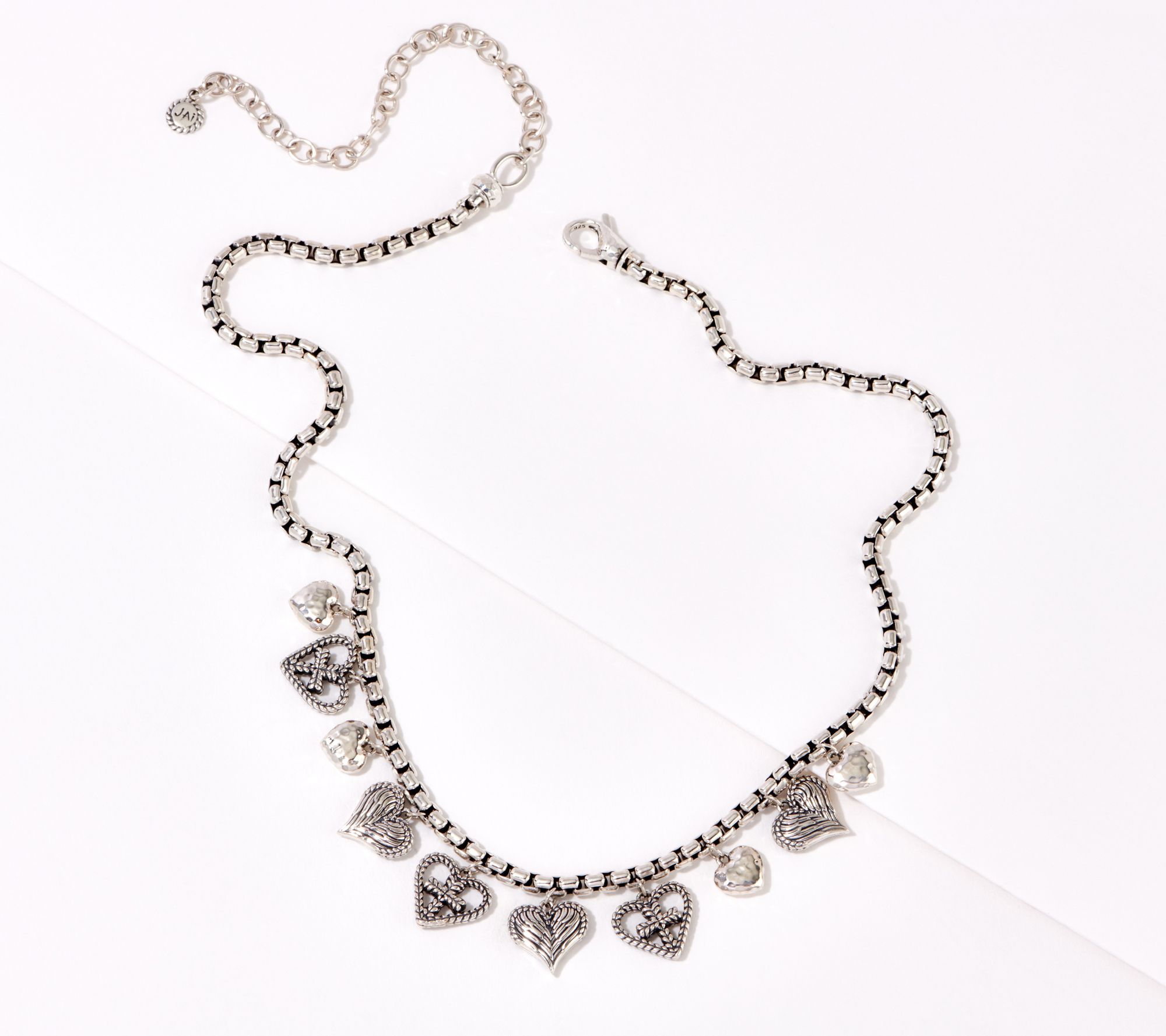 "As Is" JAI Sterling Silver Heaven Charm Box Chain Necklace - QVC.com