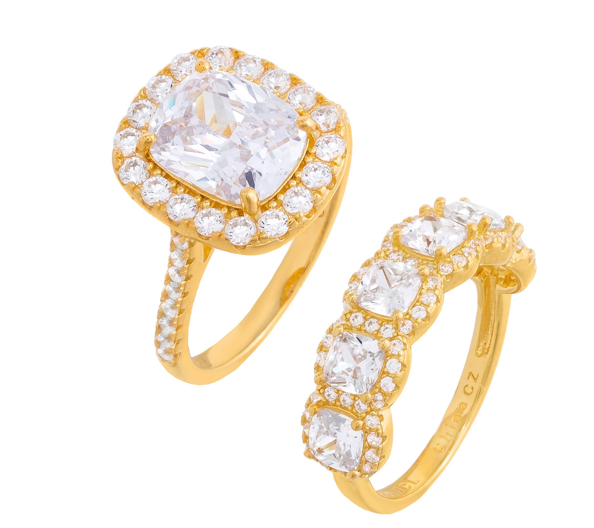 Diamonique 8.55 cttw Bridal Ring Set, Sterling Silver - QVC.com