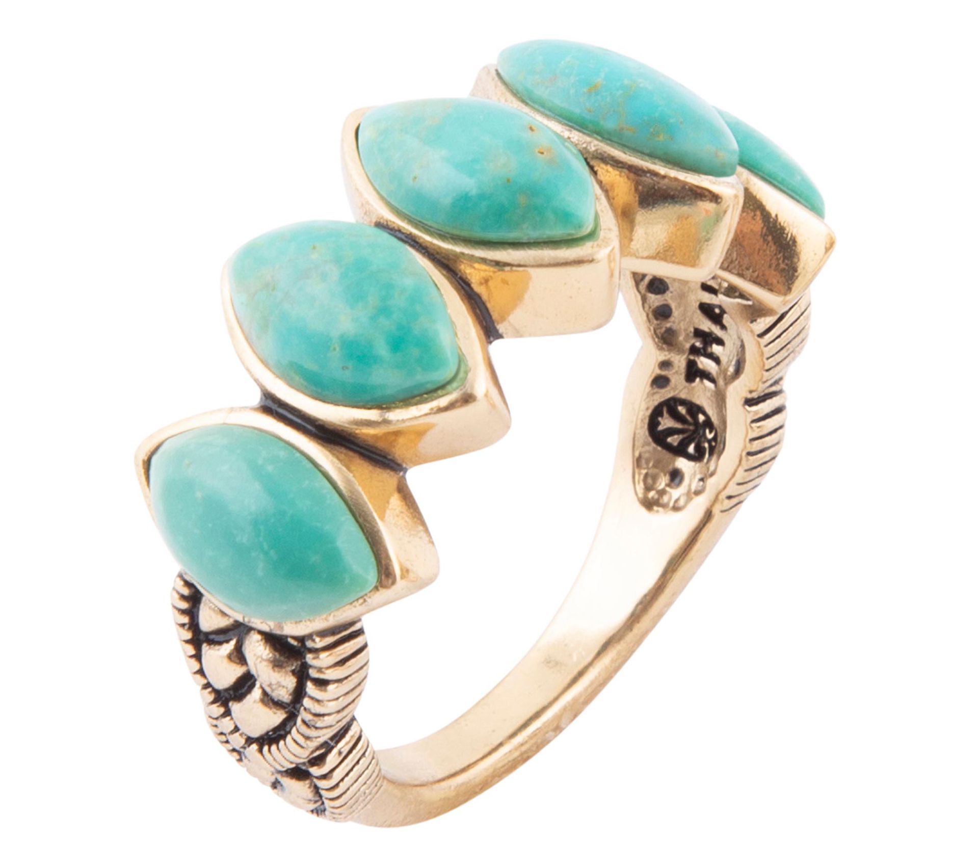 Barse Artisan Crafted Bronze Composite Green Turquoise Ring - QVC.com