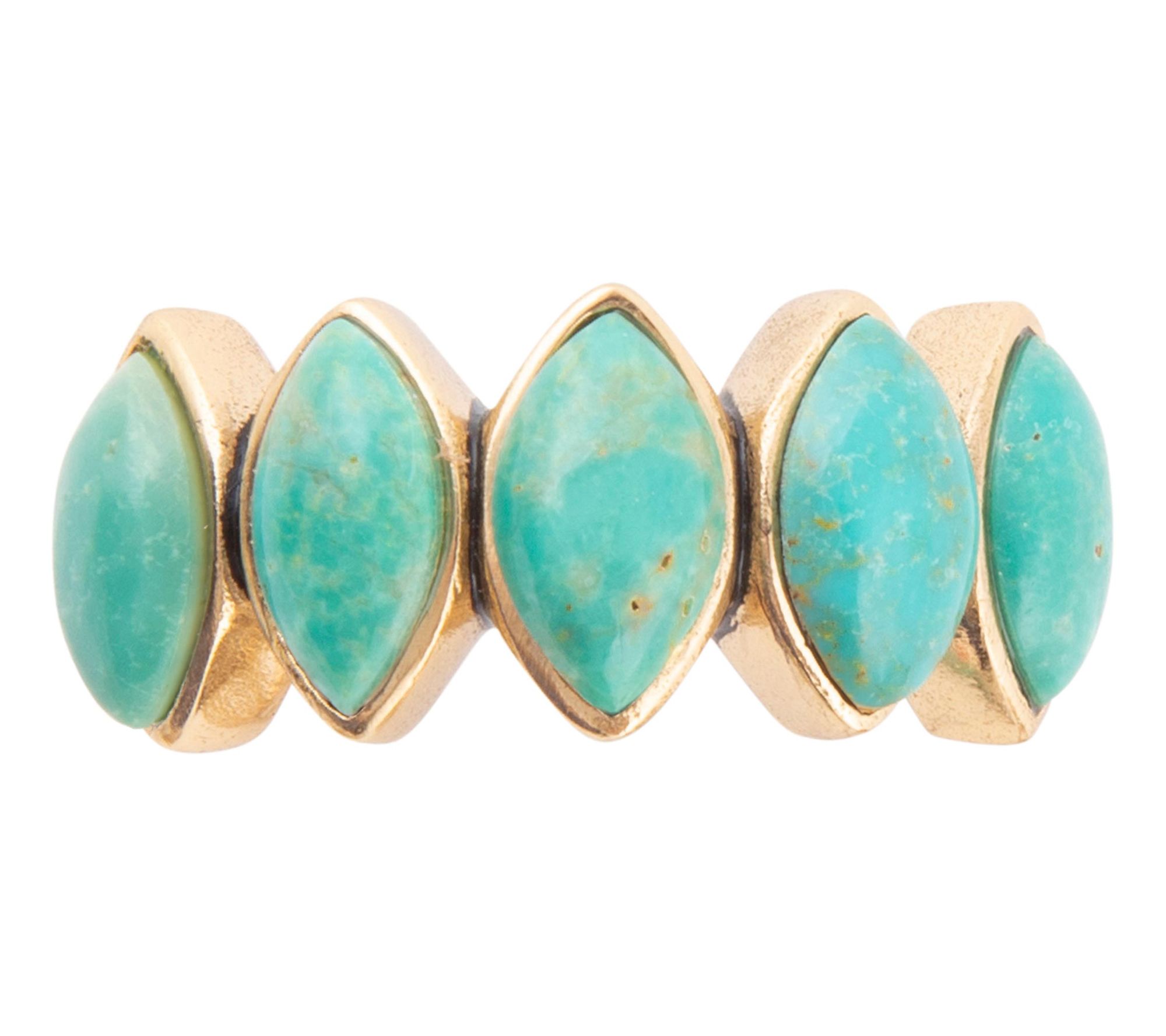 Barse Artisan Crafted Bronze Composite Green Turquoise Ring - QVC.com