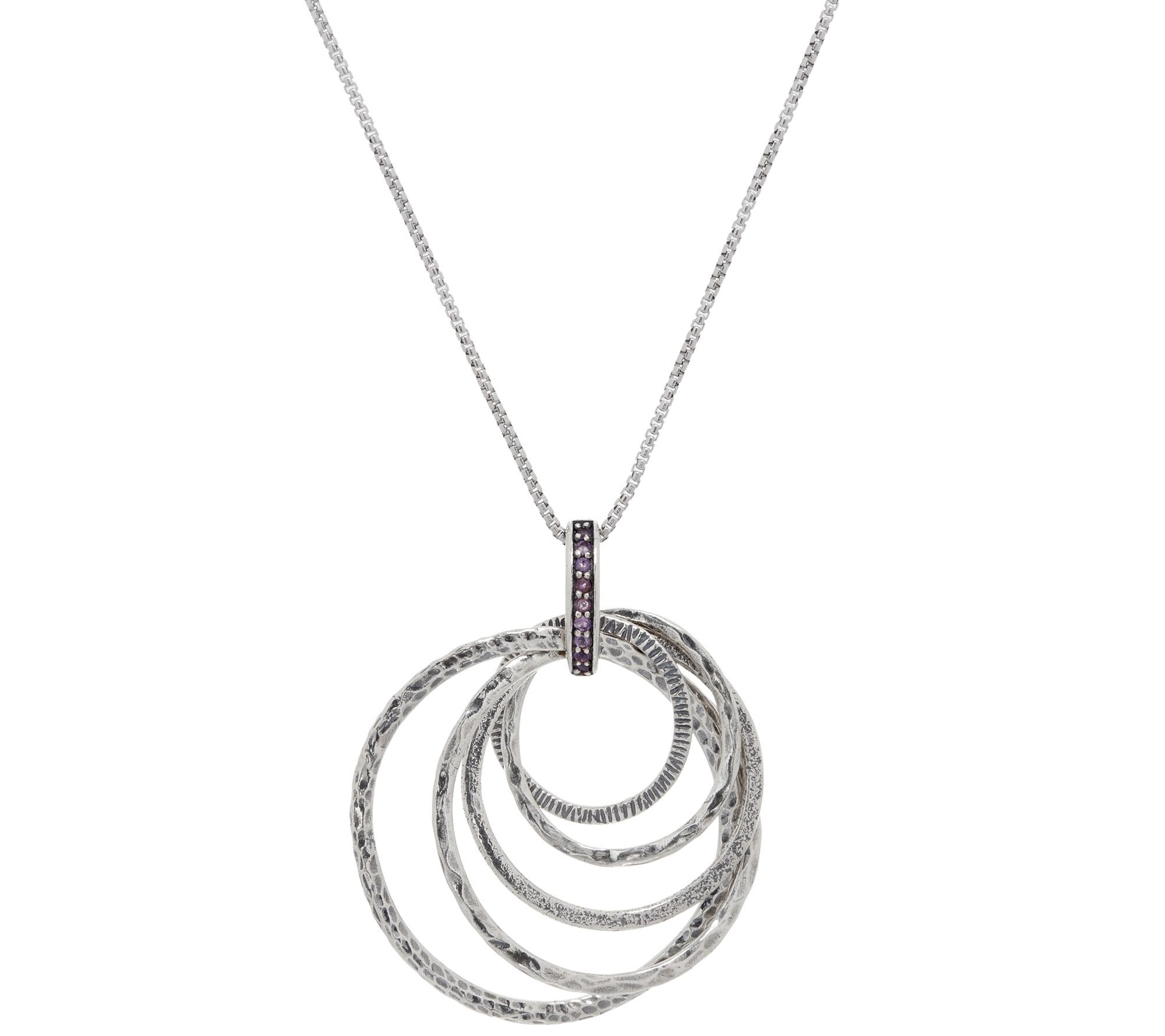 Or Paz Sterling Silver Multi-Circle Gemstone Accent Pendant w/Chain ...