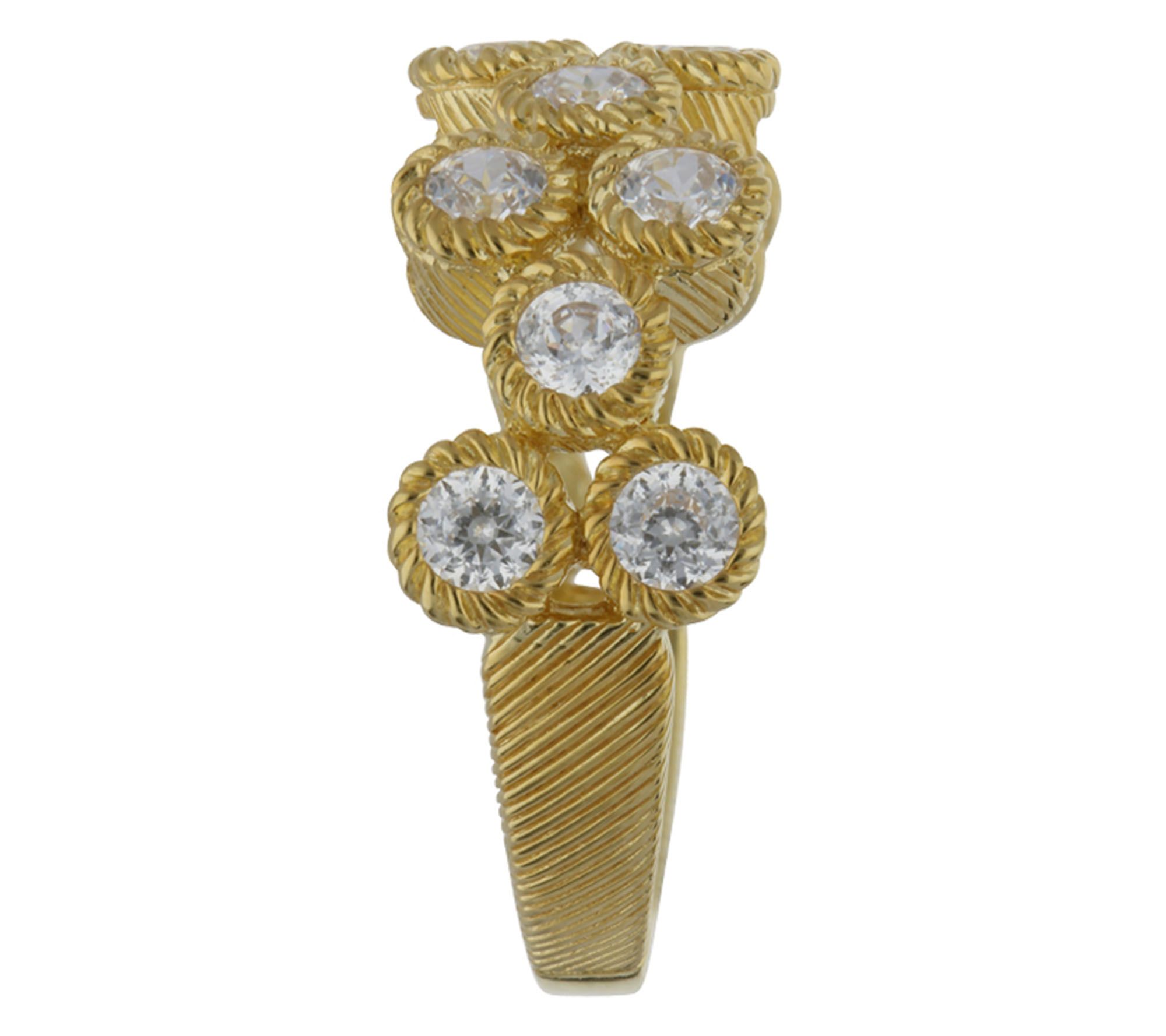 Judith Ripka 14K Clad Round Diamonique Clustering - QVC.com