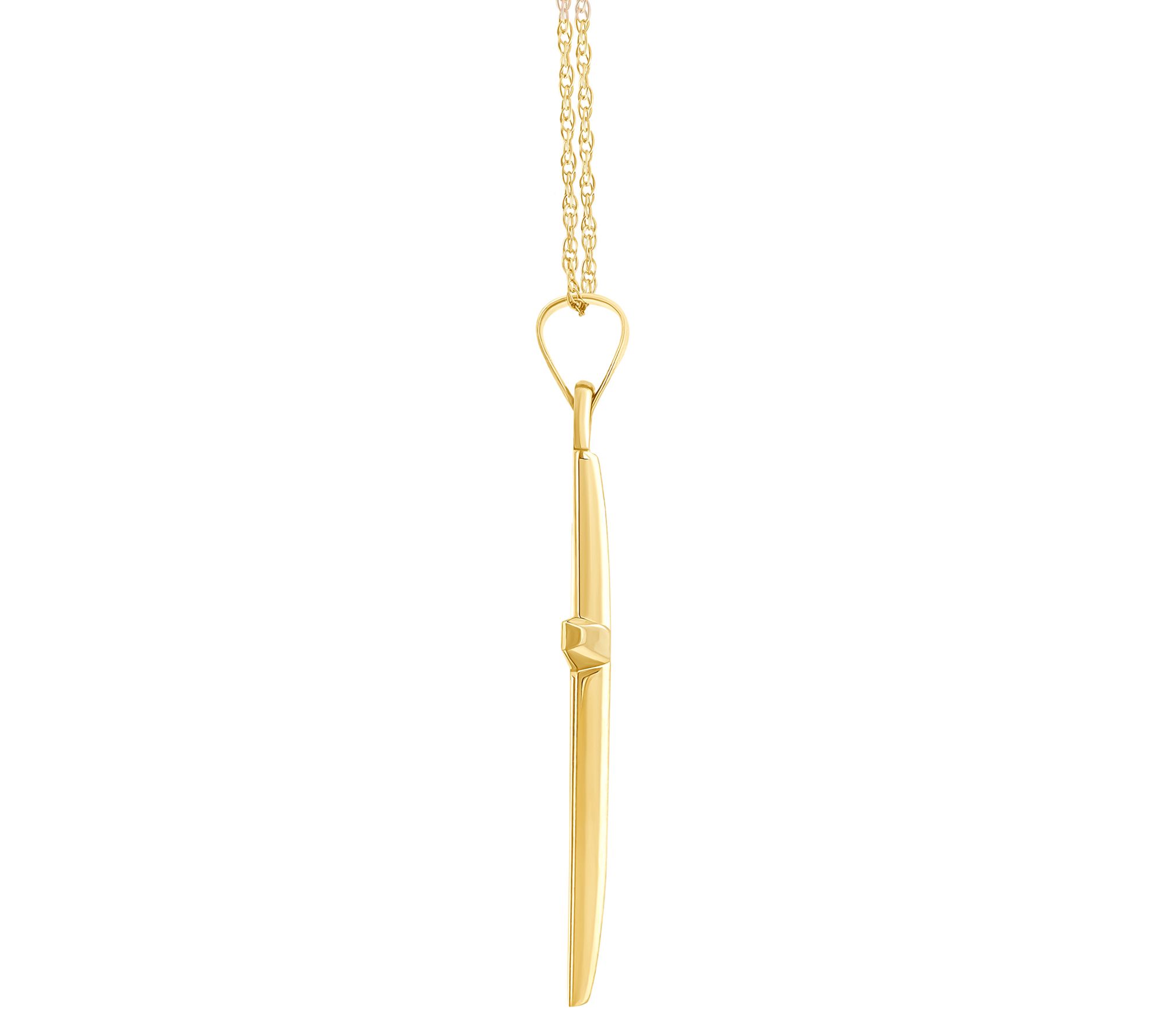 Tapered Cross Pendant w/ Chain, 14K Gold - QVC.com