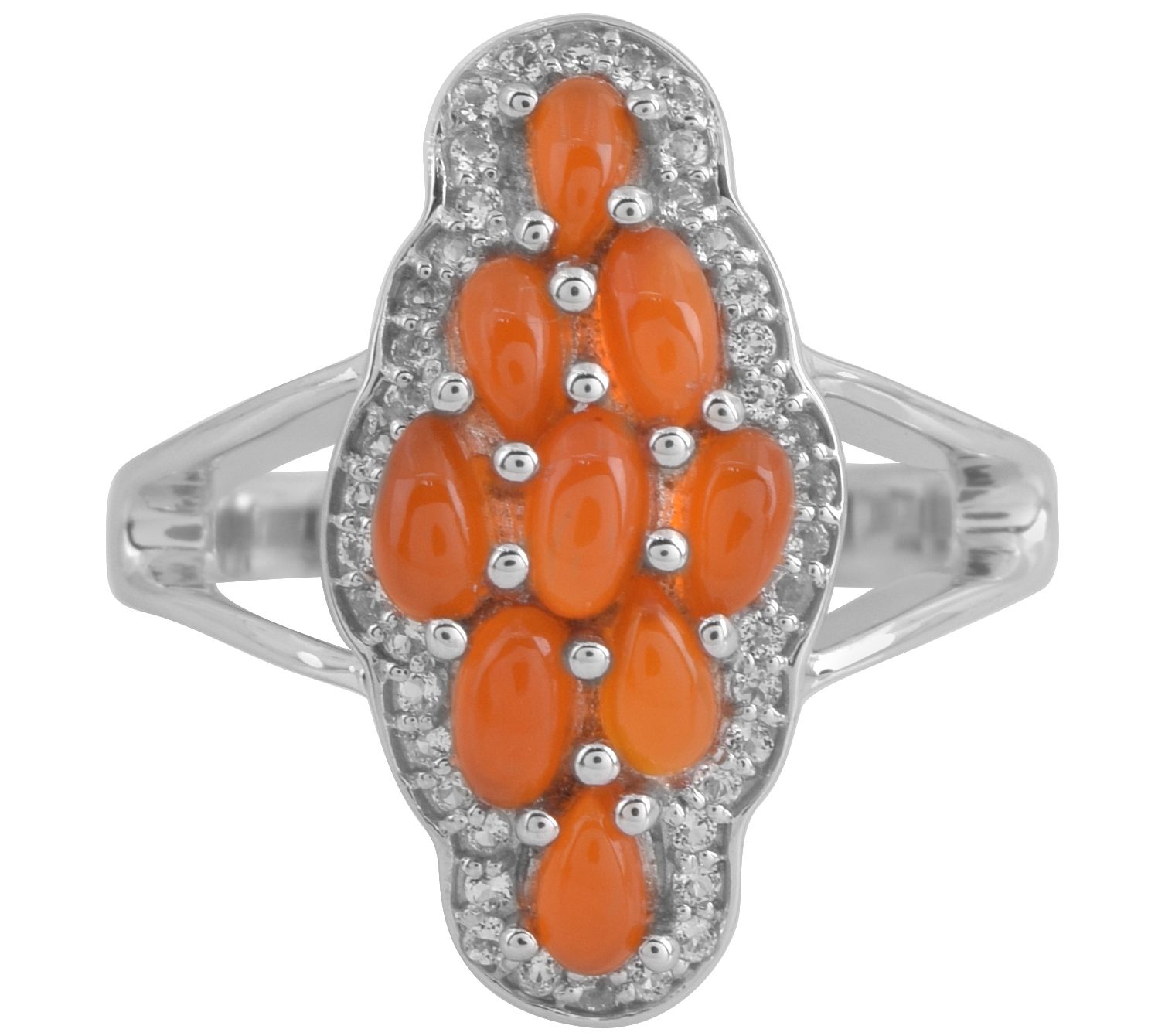 Affinity Gems Carnelian & White Topaz Cluster Ring, Sterling - QVC.com