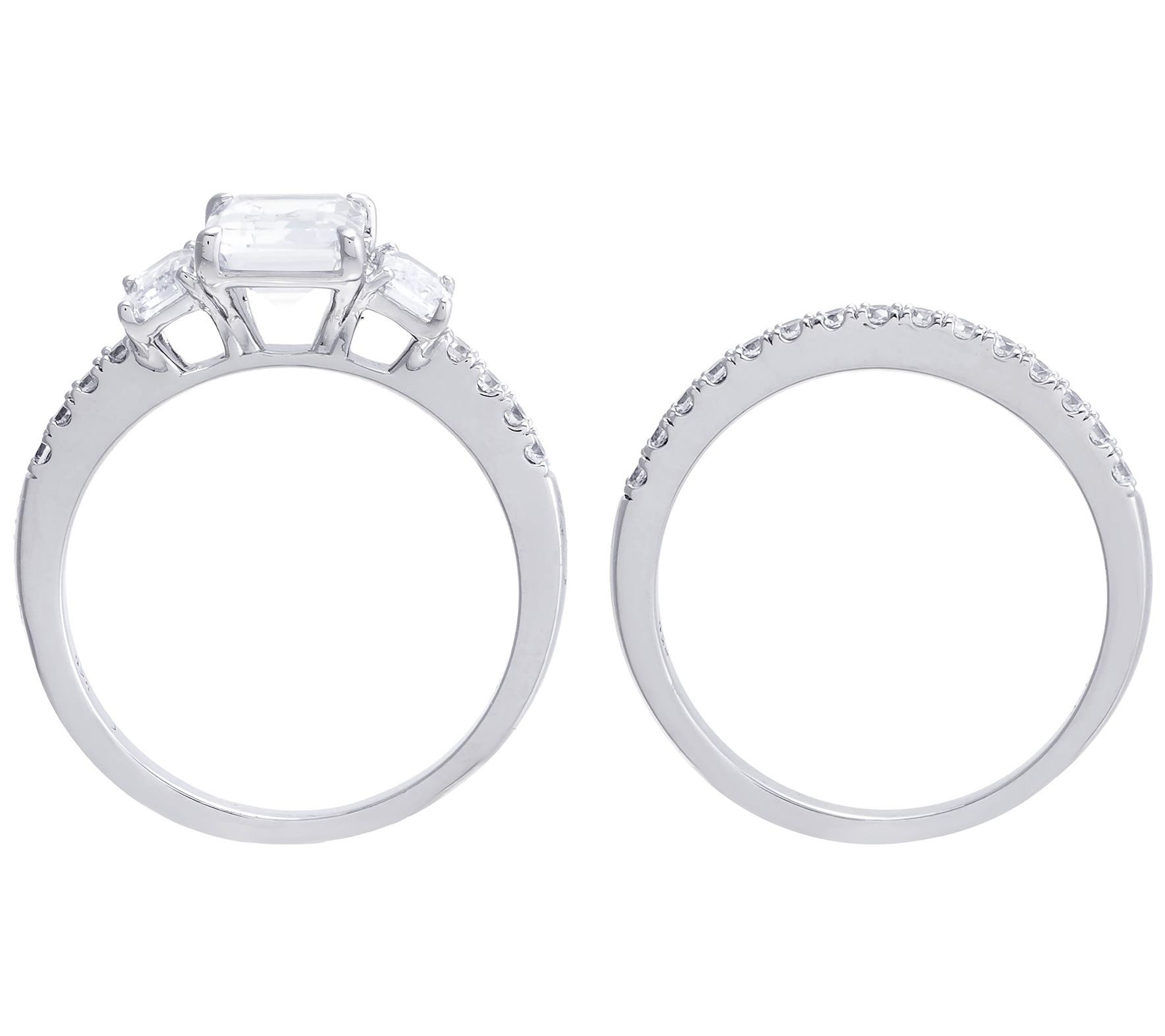 Diamonique 3.85 cttw Bridal Ring Set, Sterling Silver - QVC.com