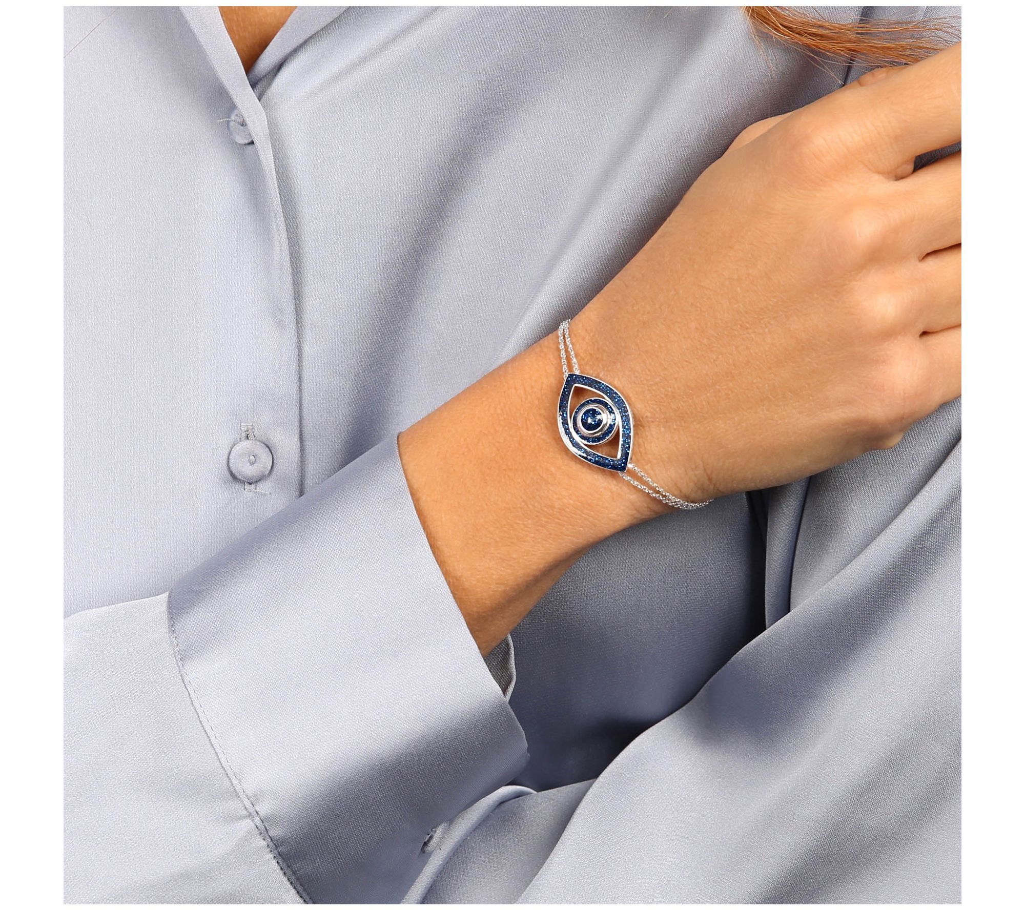 Netali Nissim Enamel Bold Evil Eye Bracelet, Sterling - QVC.com