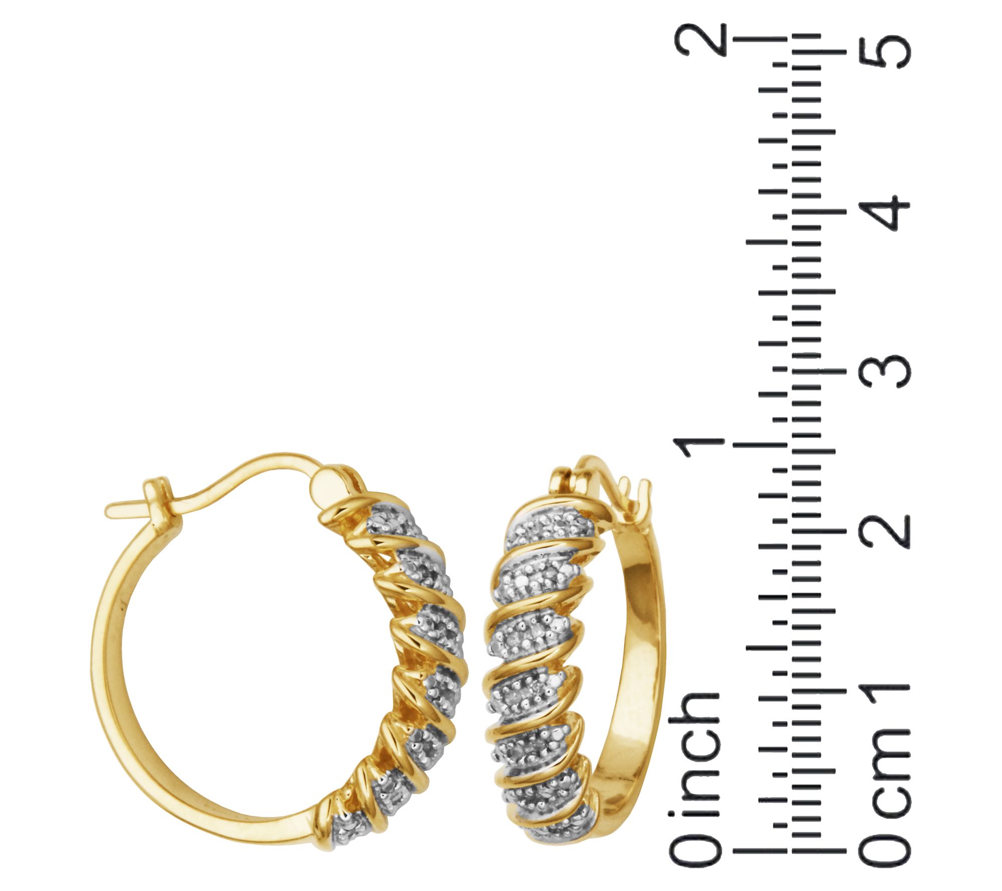 18K Gold Plated Diamond Twist Hoop Earrings - QVC.com
