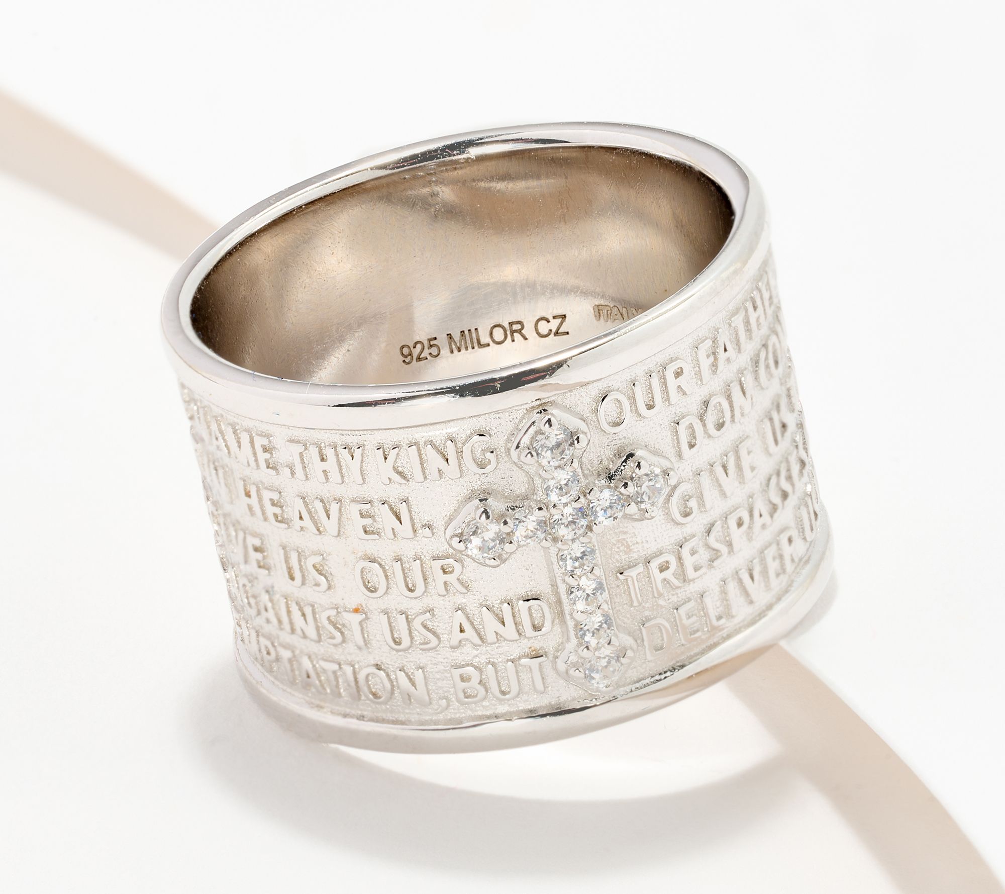 "As Is" Diamonique Italia Cigar Band Prayer Ring, Sterling - QVC.com