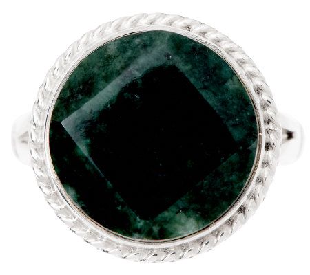 Novica Sterling Round Guatemalan Jade Ring Round Ring - QVC.com