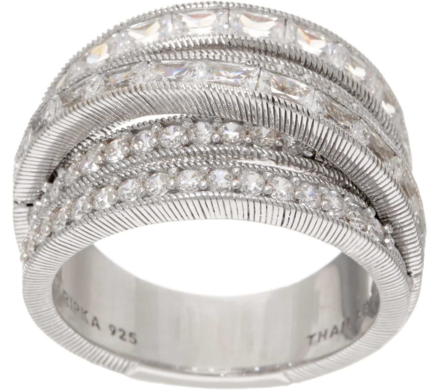 "As Is" Judith Ripka Sterling Multi Row 2.40 cttw Diamonique Ring - QVC.com