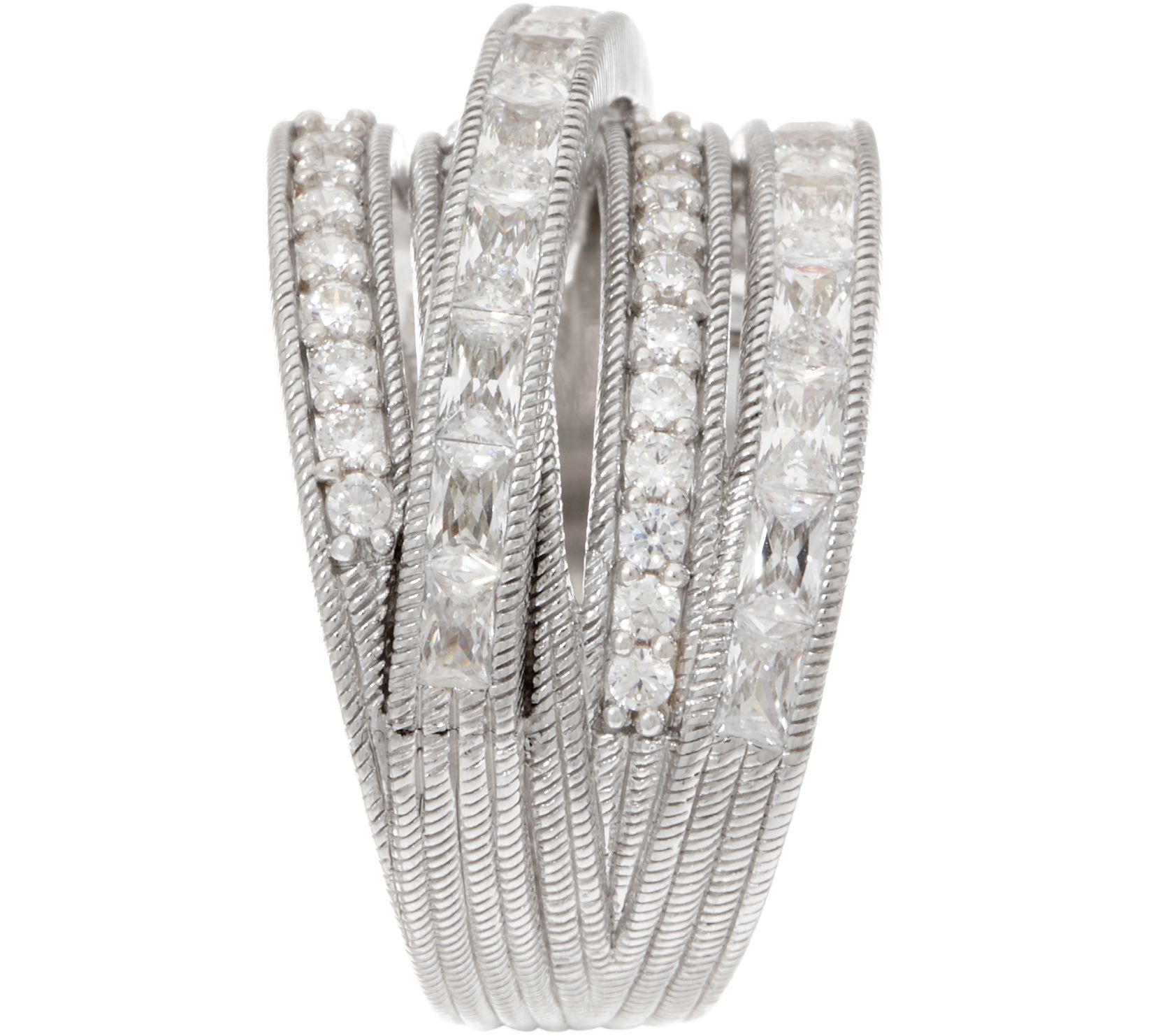 "As Is" Judith Ripka Sterling Multi Row 2.40 cttw Diamonique Ring - QVC.com