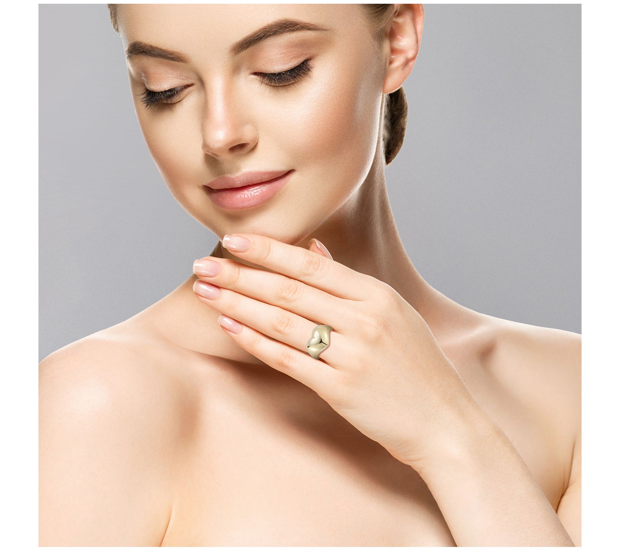 Luminosa Gold Puffed Heart Signet Ring, 14K - QVC.com